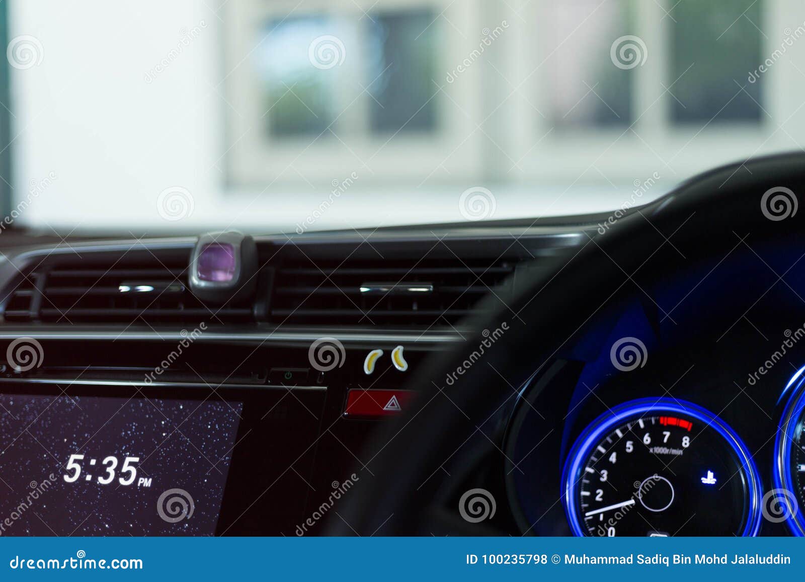 Car interior stock photo. Image of show, clock, time - 100235798