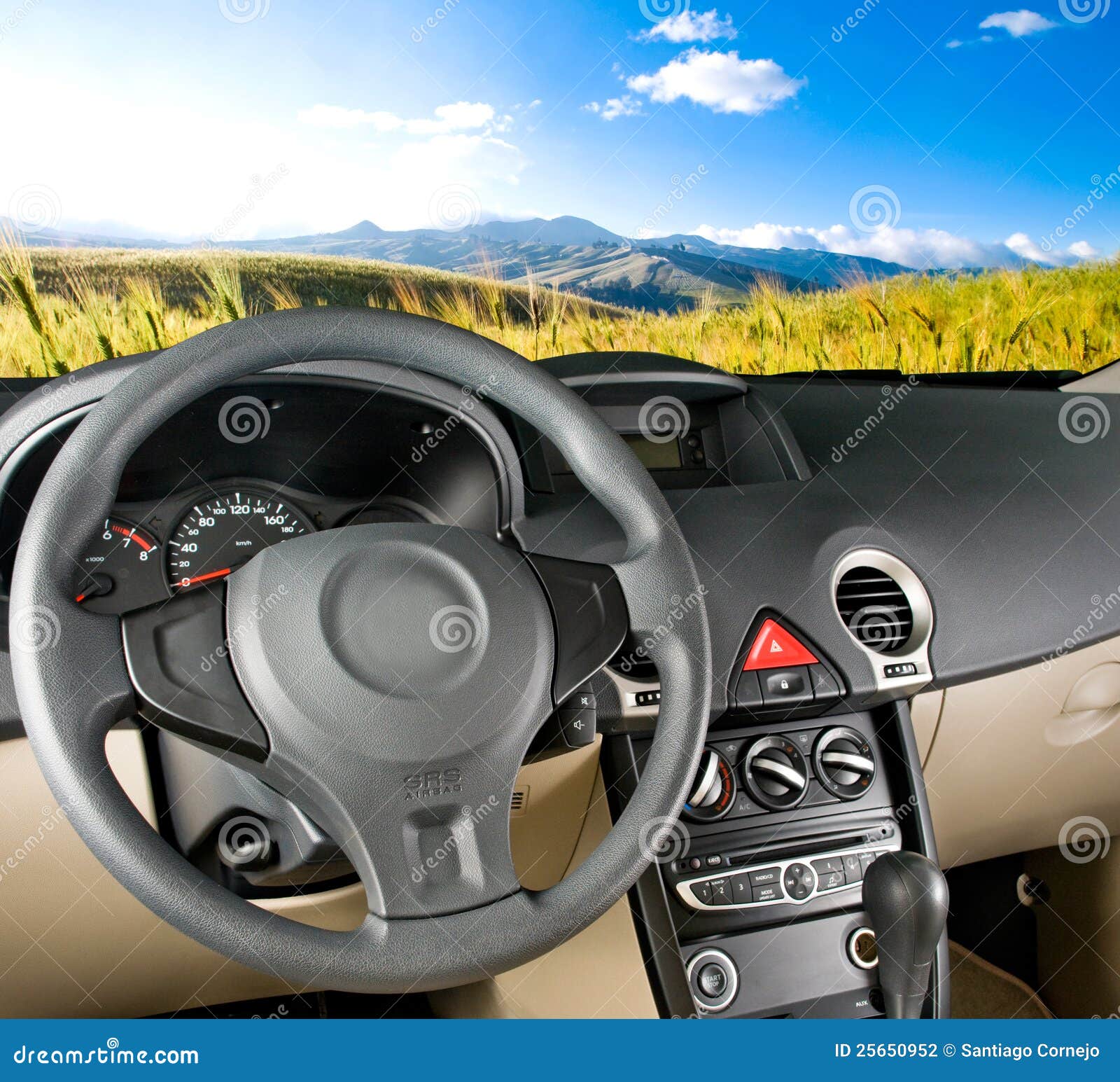 Car Interior / Landscape View Stock Photo - Image of dashboard, gear ...
