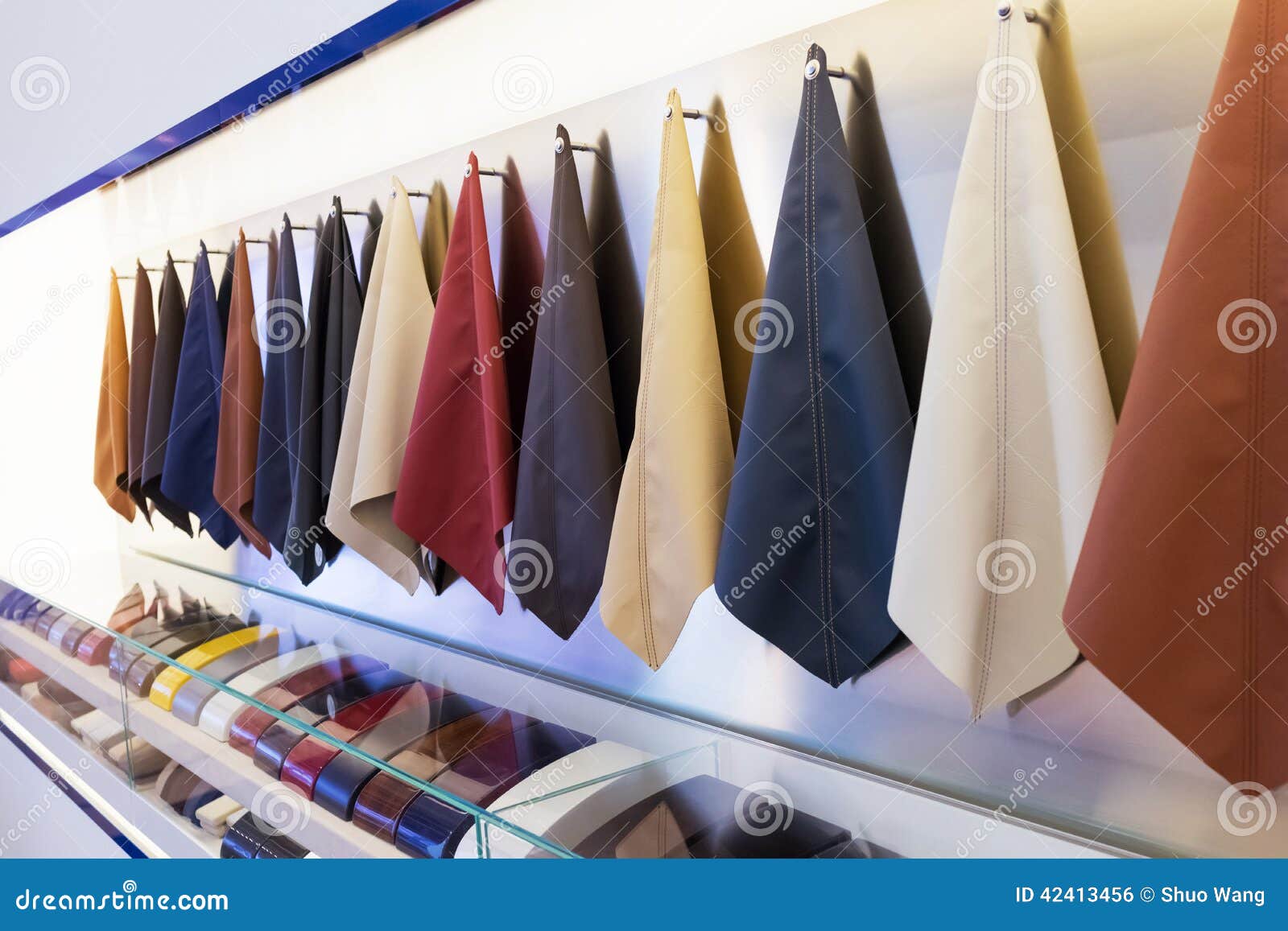 Car Interior Leather Samples Stock Photo - Image of frame, exhibition ...