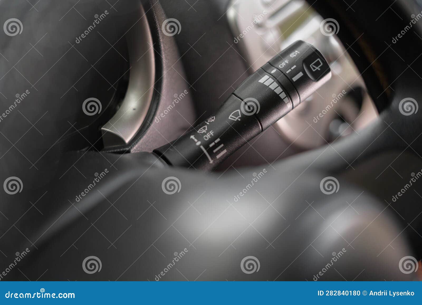 Car Interior with Light Switch. Headlight Switch, Turn Signal Lever ...