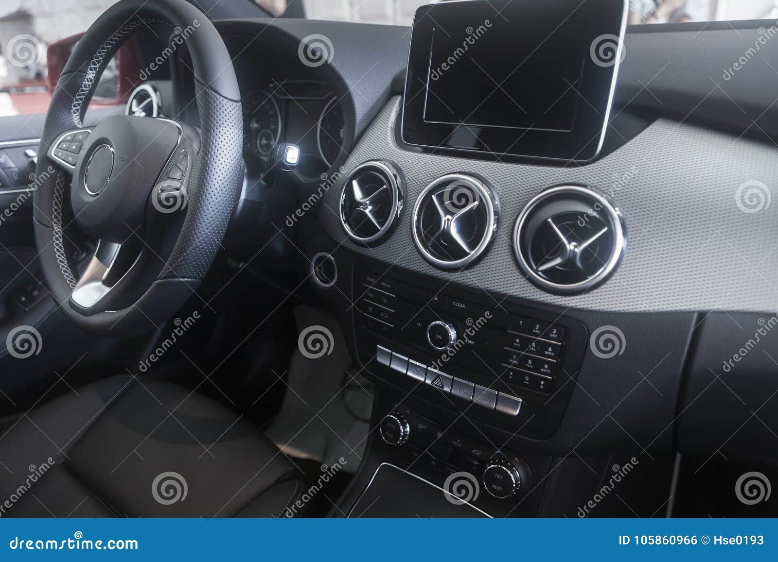 Car interior stock photo. Image of automobile, leather - 105860966