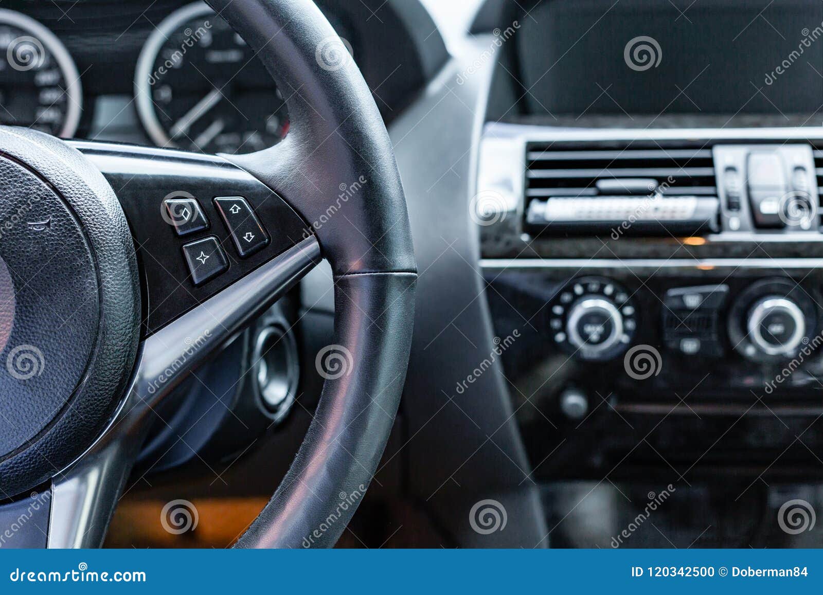 Car Interior. Modern Car Speedometer and Dashboard. Luxurious Car ...