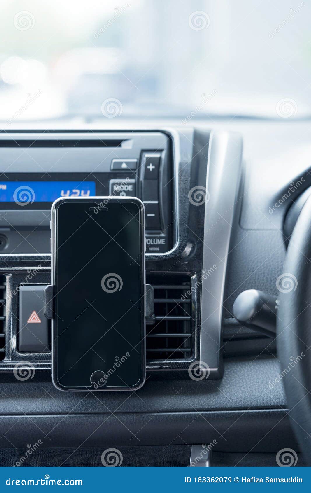 Car Interior with a Smartphone Stock Image - Image of device, close ...