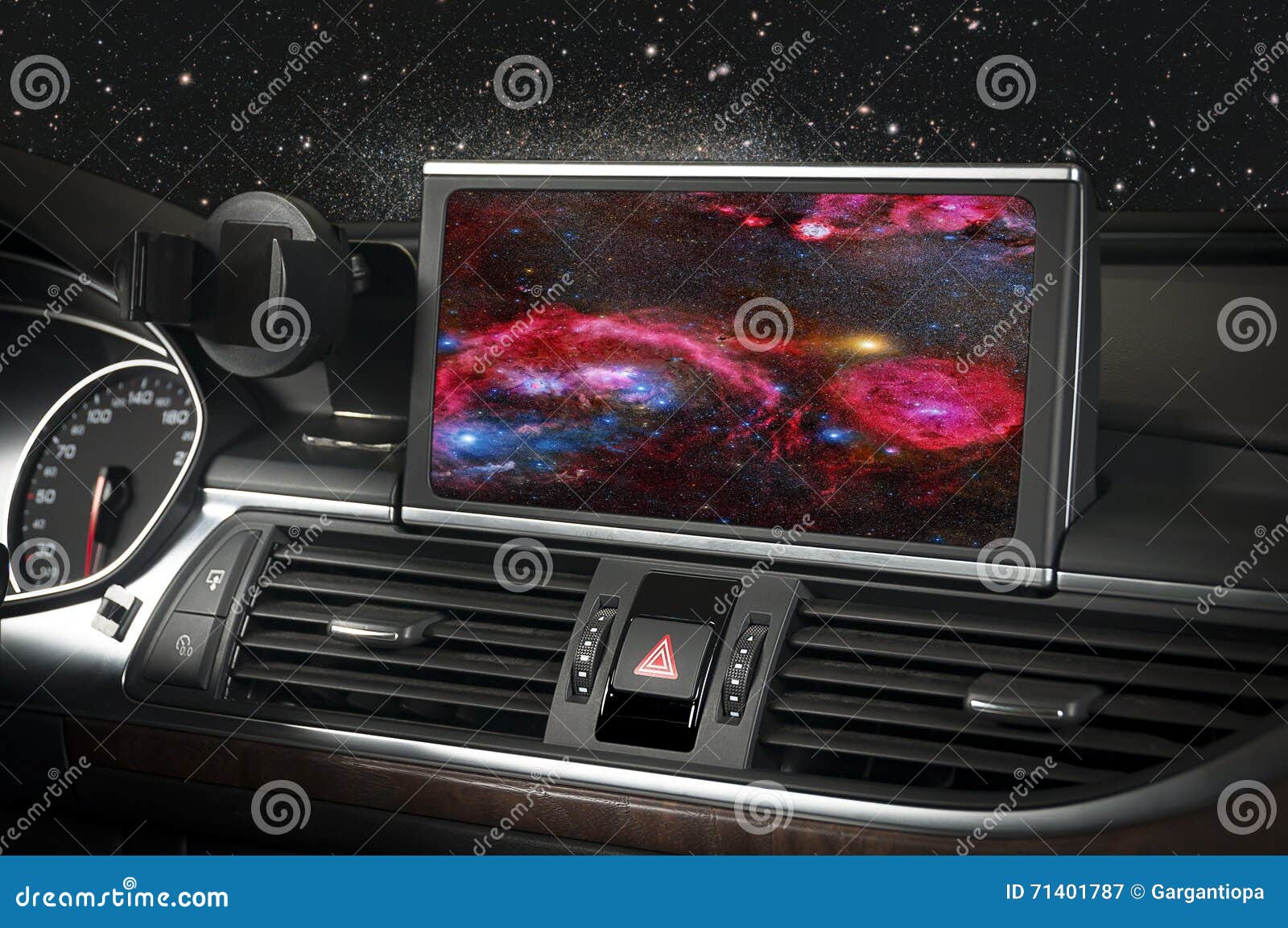 Car Interior with Space and Galaxy Stock Image - Image of chrome ...