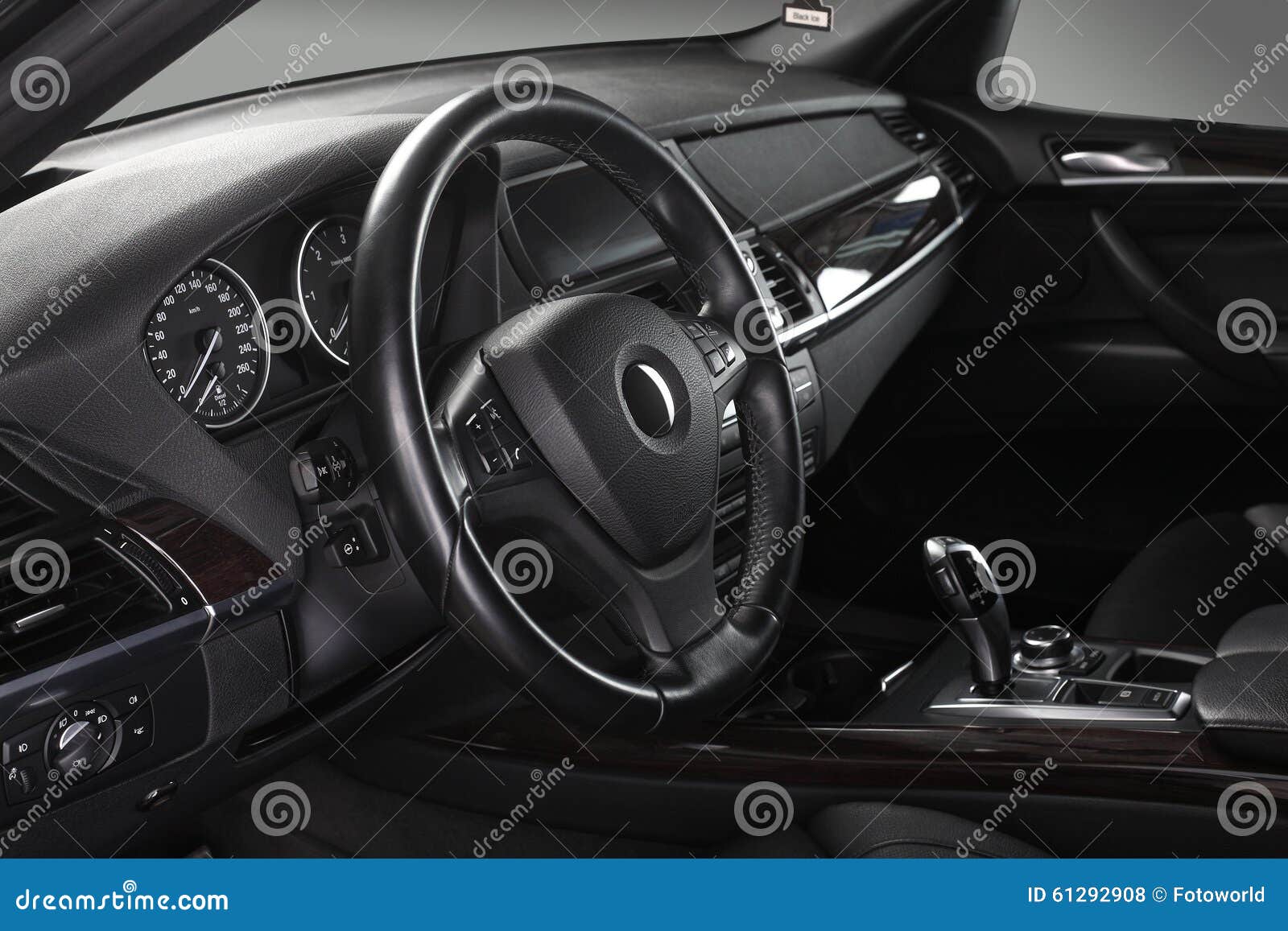 Car Interior. Steering Wheel Stock Photo - Image of closeup, gearshift ...