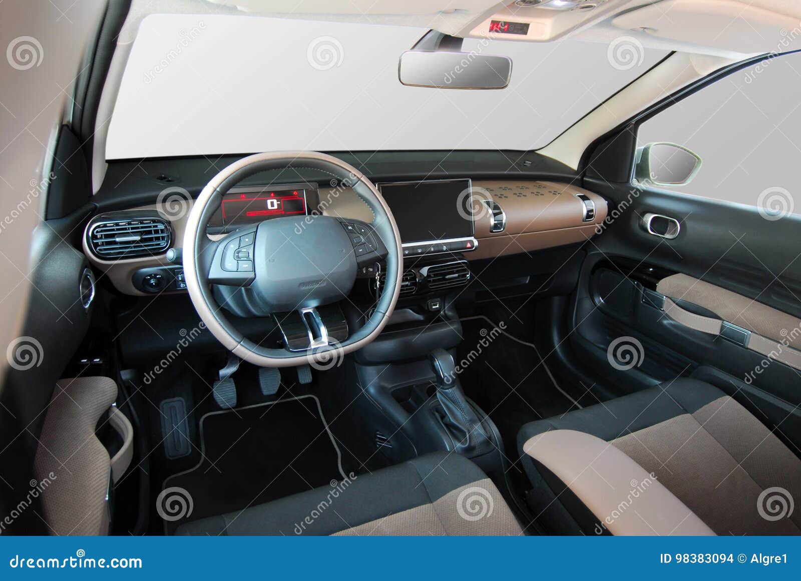 Car interior stock photo. Image of central, leather, heat - 98383094