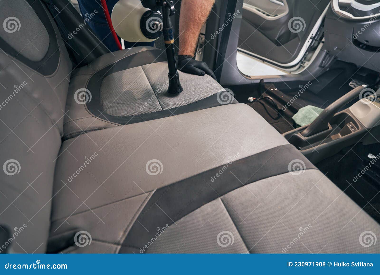 Car Interior Textile Seats Chemical Cleaning with Professional Tool ...