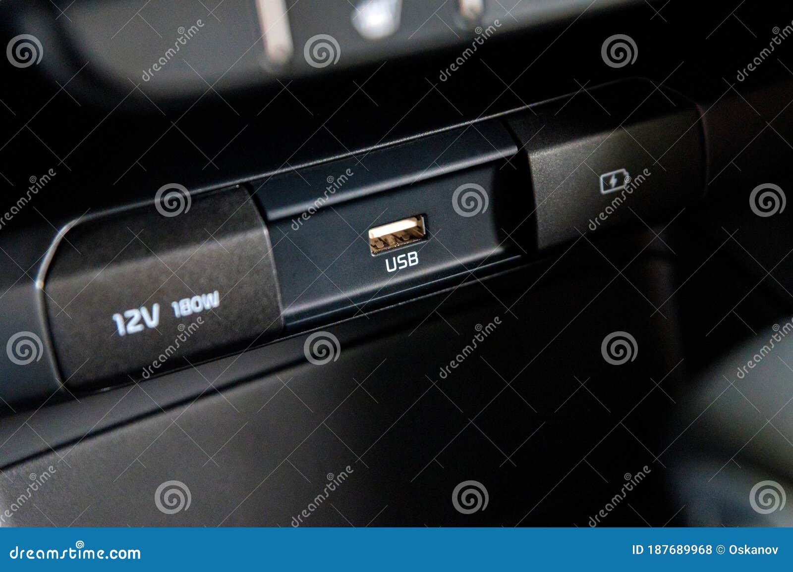 Car Interior Usb and Charger Cable Sockets Stock Photo - Image of cord ...
