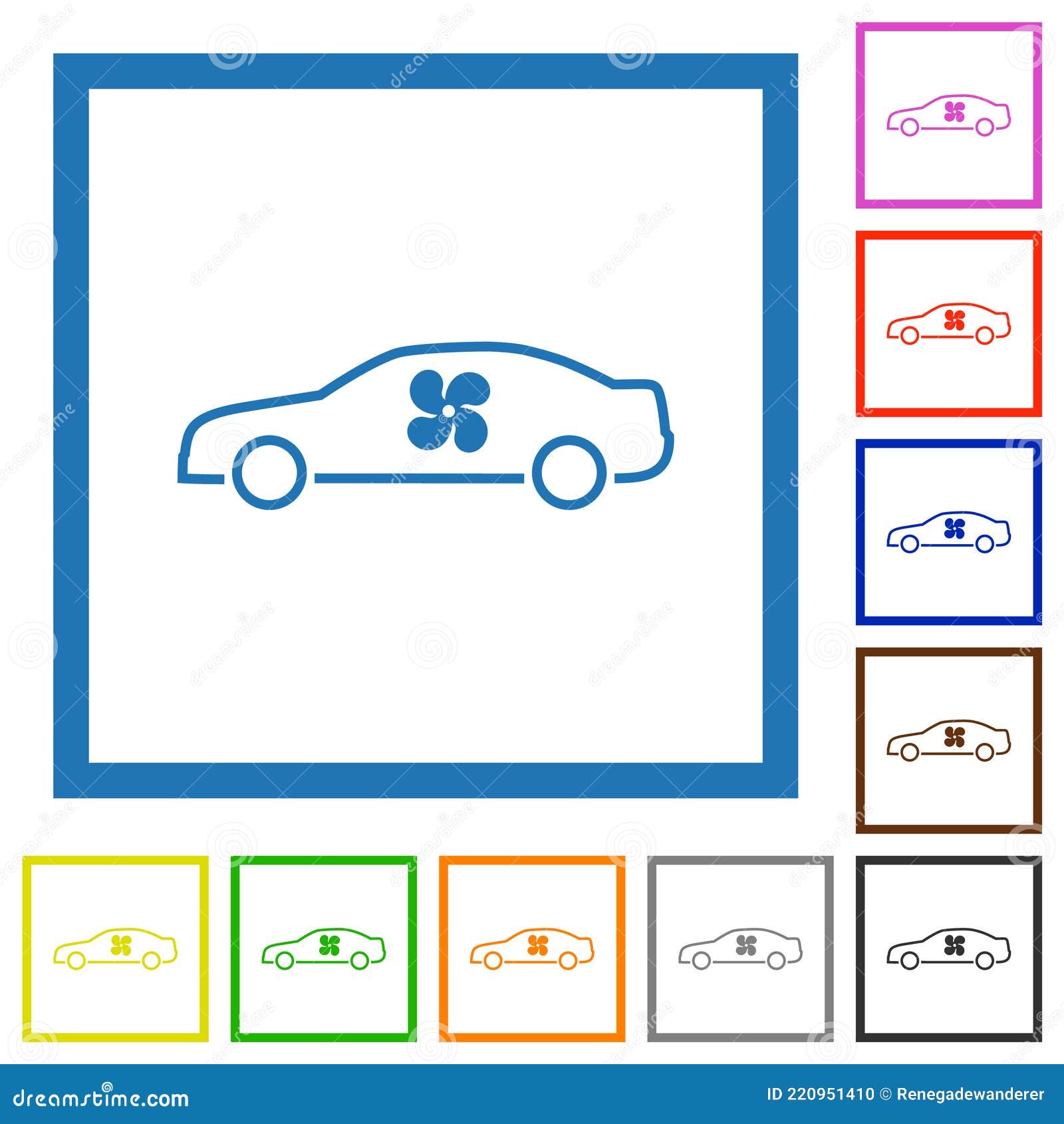 Car Interior Ventillation Flat White Icons On Round Color Backgrounds ...