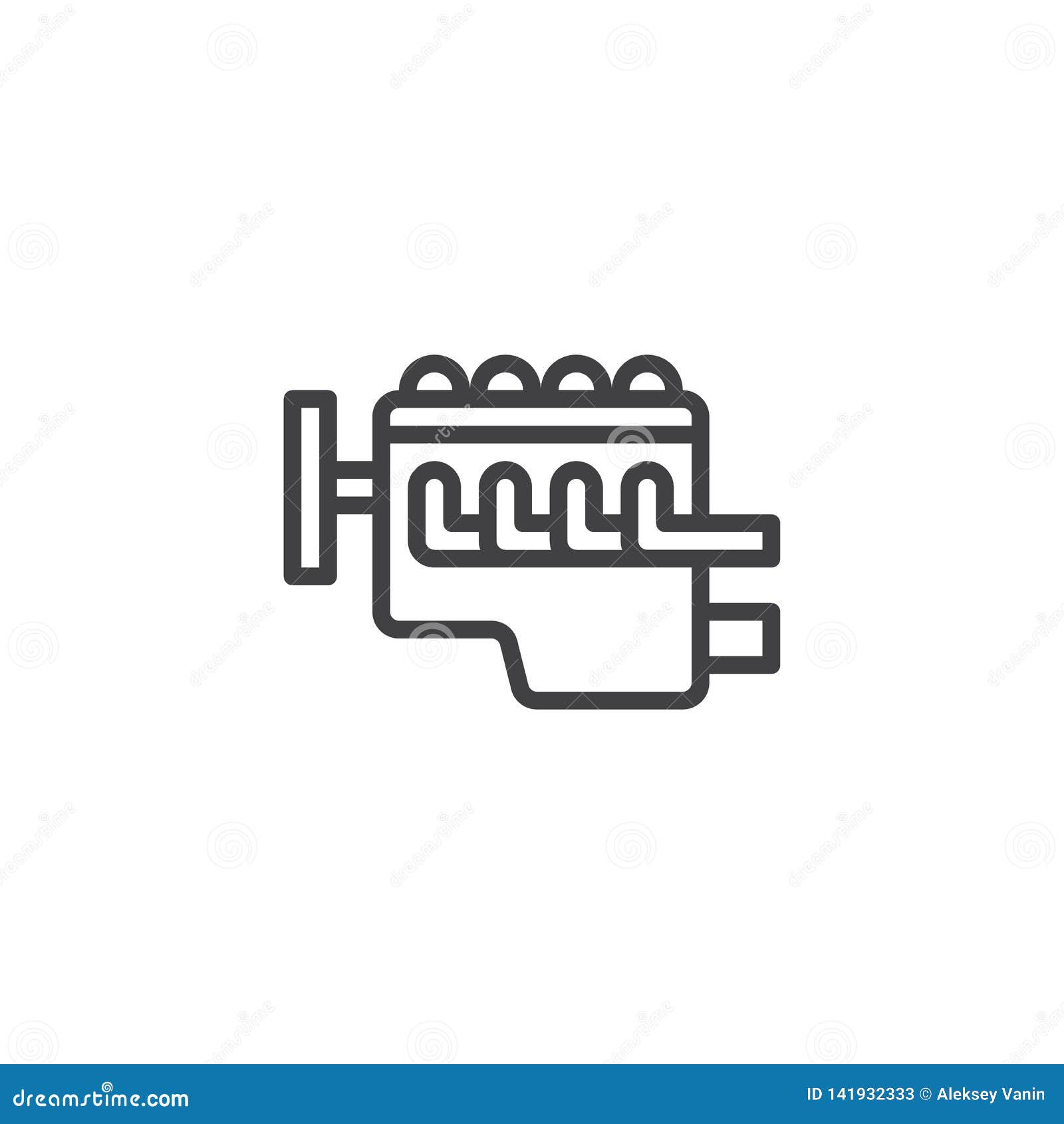 Car Internal Combustion Engine Line Icon Stock Vector - Illustration of ...