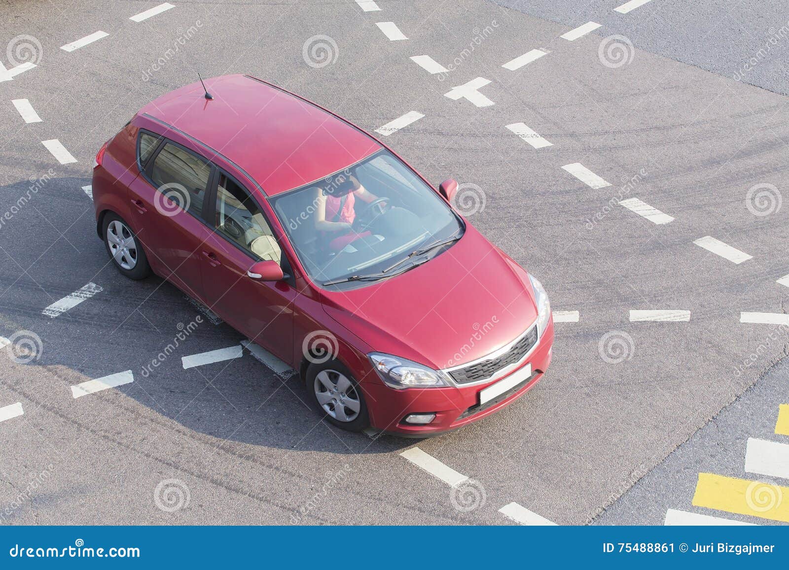 Car at Intersection with Marking Stock Image - Image of business ...