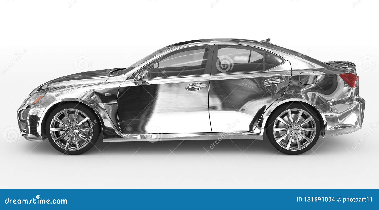 Car Isolated on White - Chrome, Transparent Glass - Left Side View ...