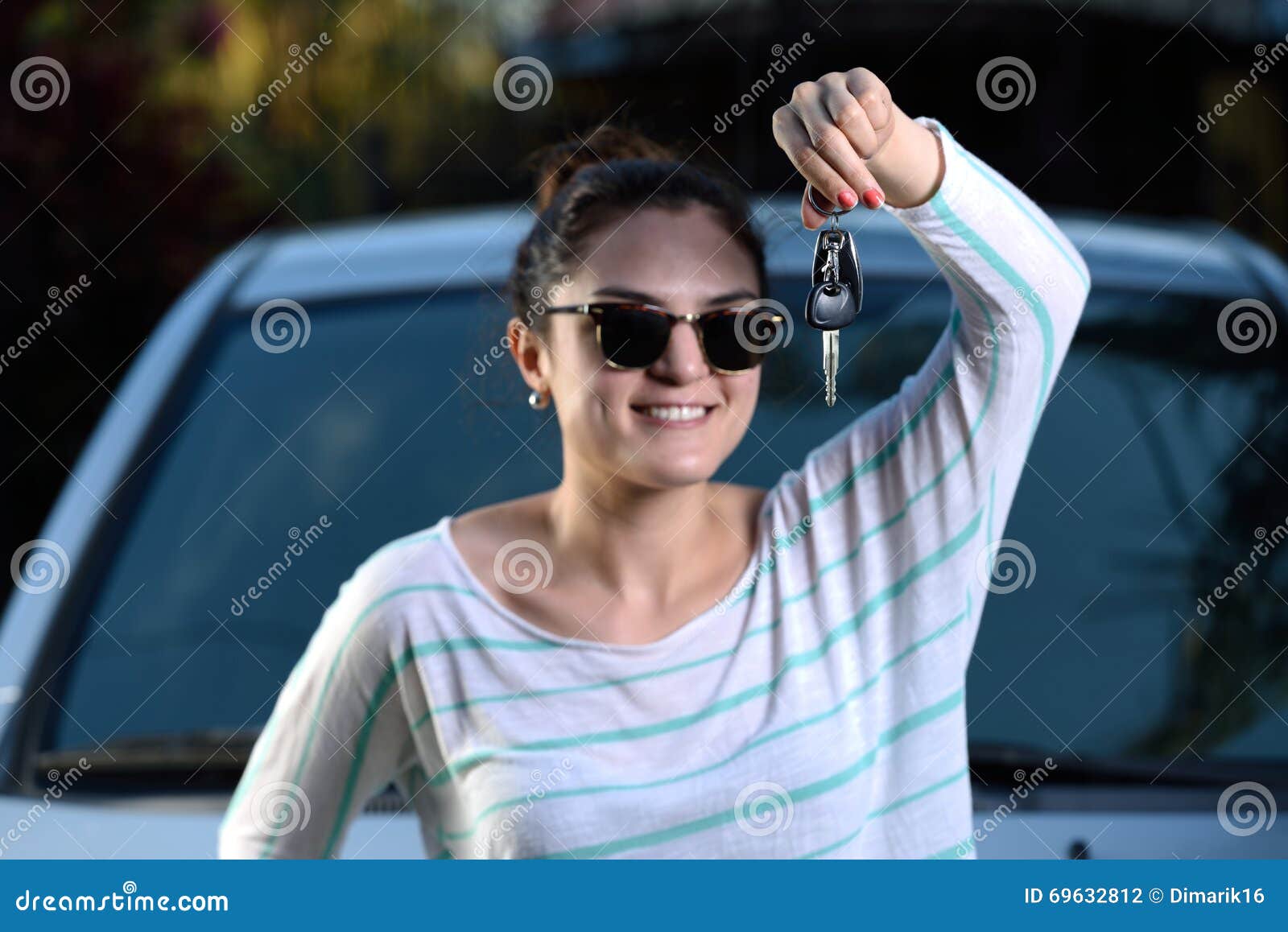 Car key in girl hand stock photo. Image of auto, girl - 69632812