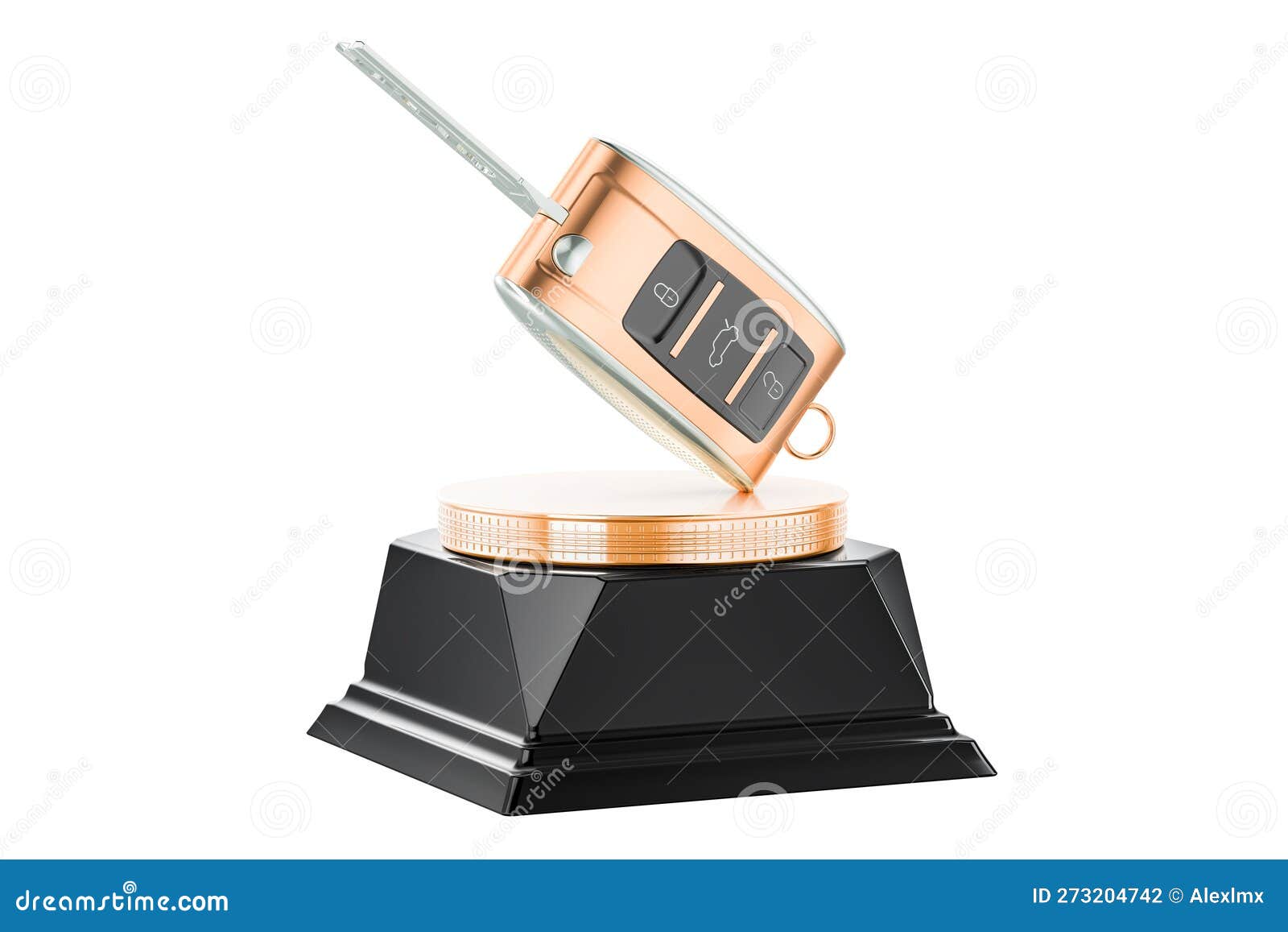 Car Key, Golden Award Concept. 3D Rendering Stock Illustration ...