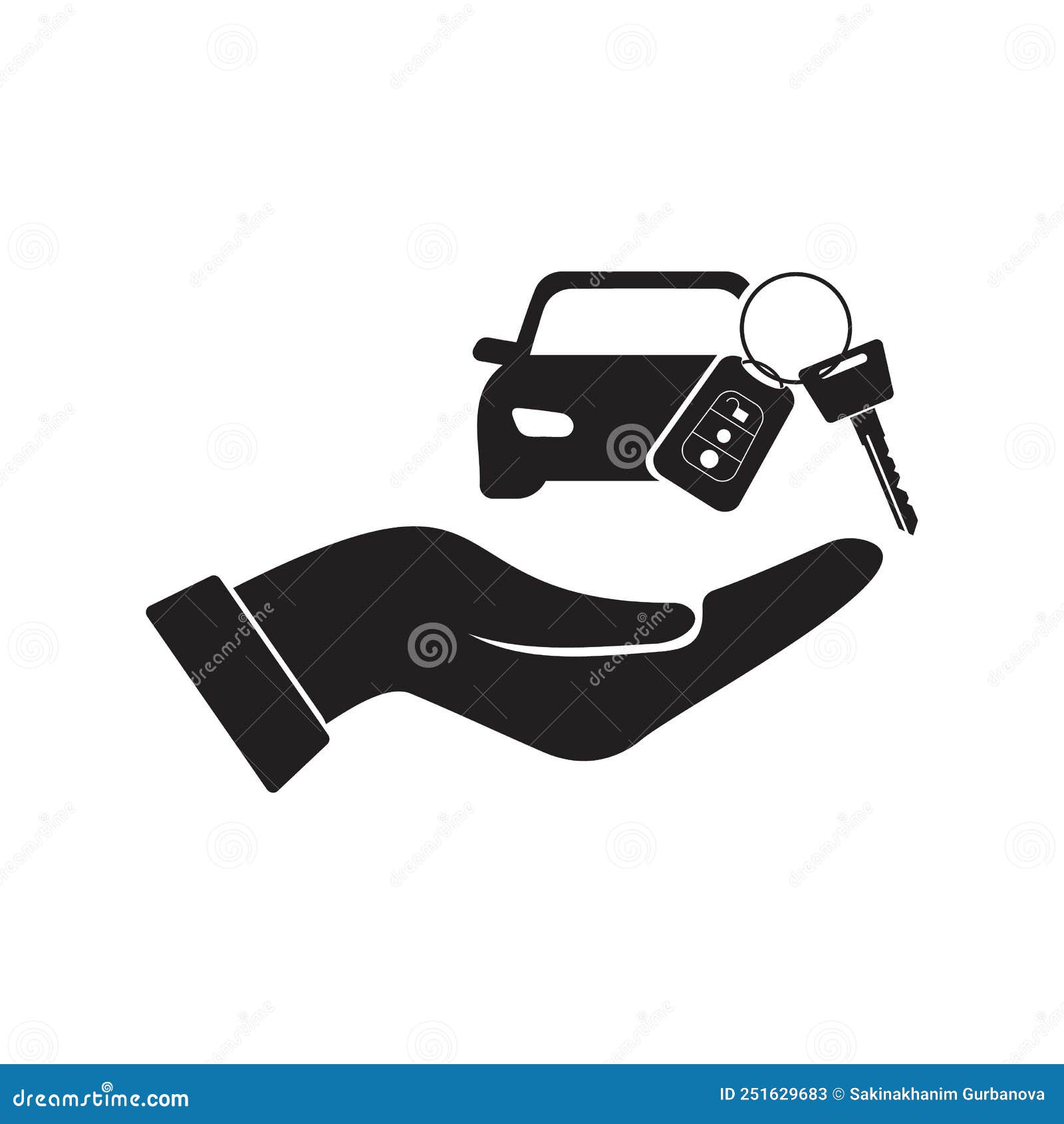 Car key - hand icon stock vector. Illustration of door - 251629683