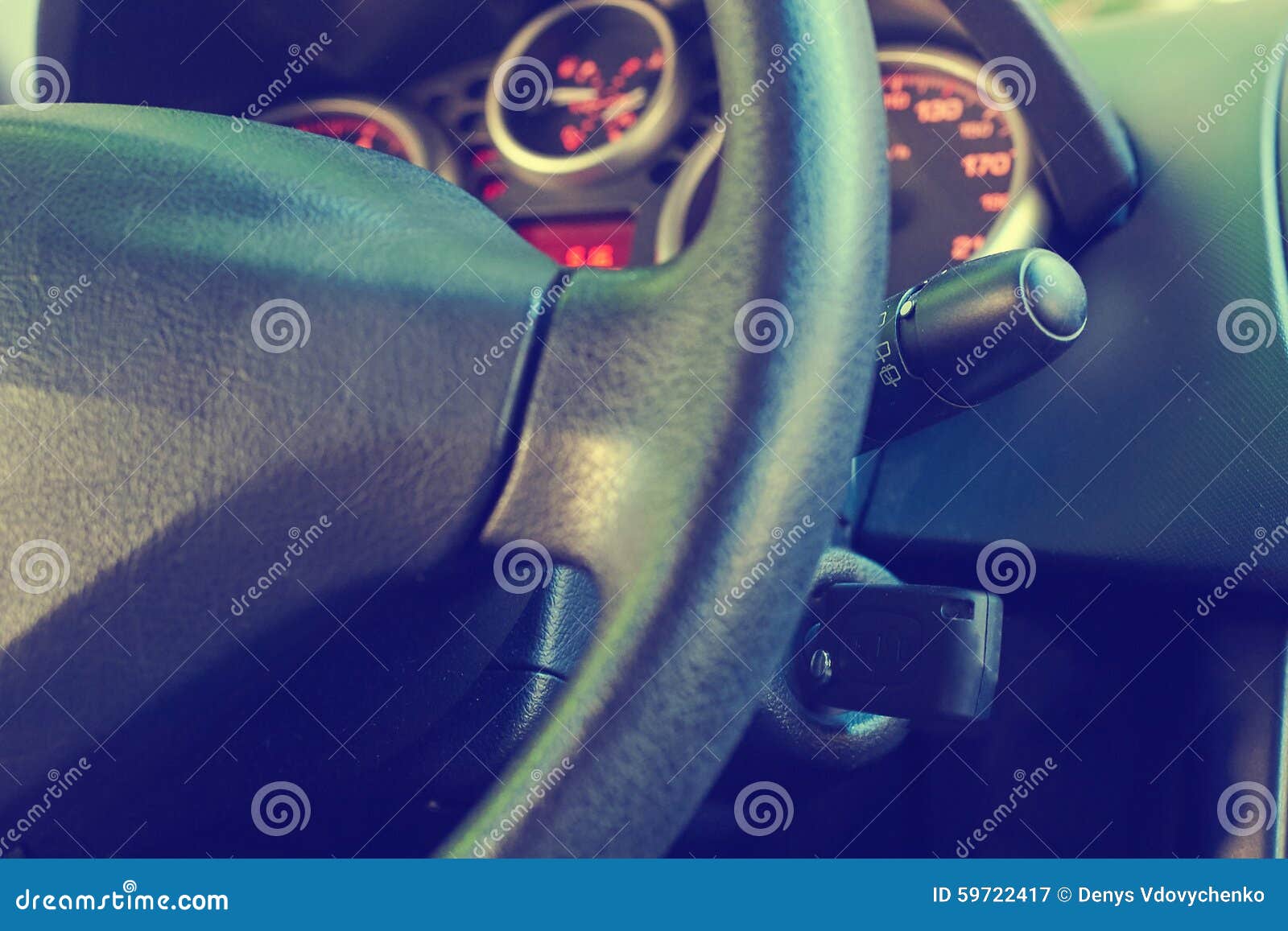 Car Key Inserted into the Lock of Ignition of the Car Stock Image ...
