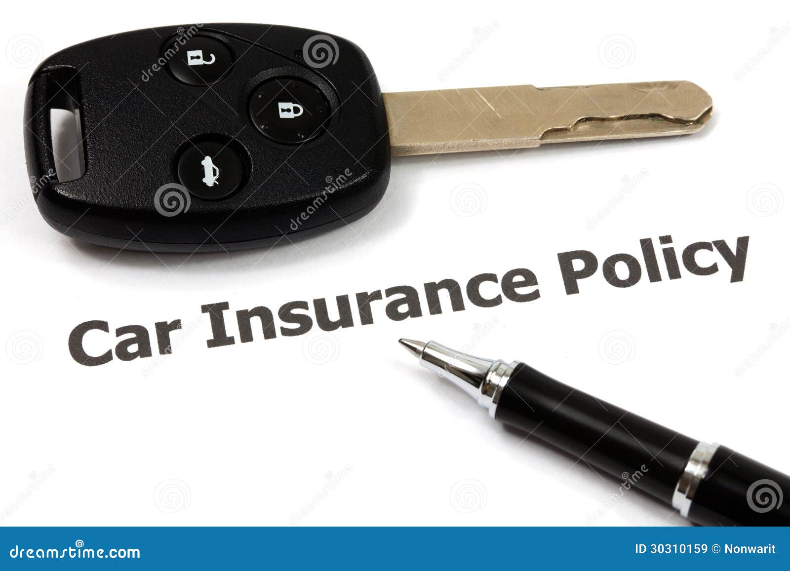 Car Key on an Insurance Policy Stock Image - Image of security ...