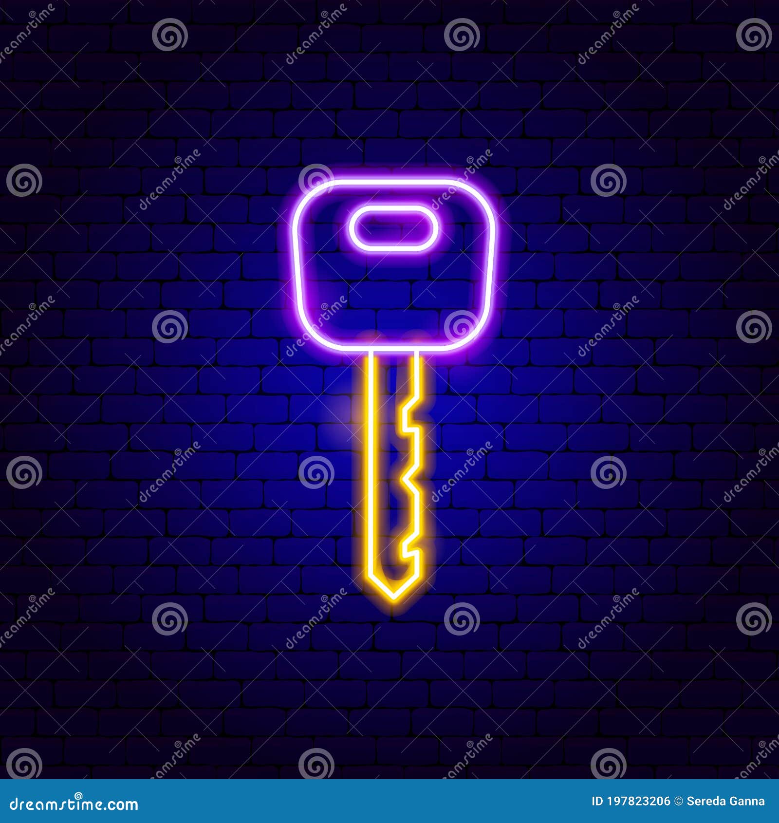 Car Key Neon Sign stock vector. Illustration of driver - 197823206