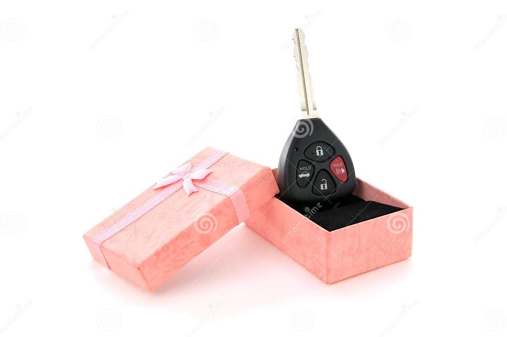 Car key in a Pink Gift Box stock image. Image of safety - 17065575
