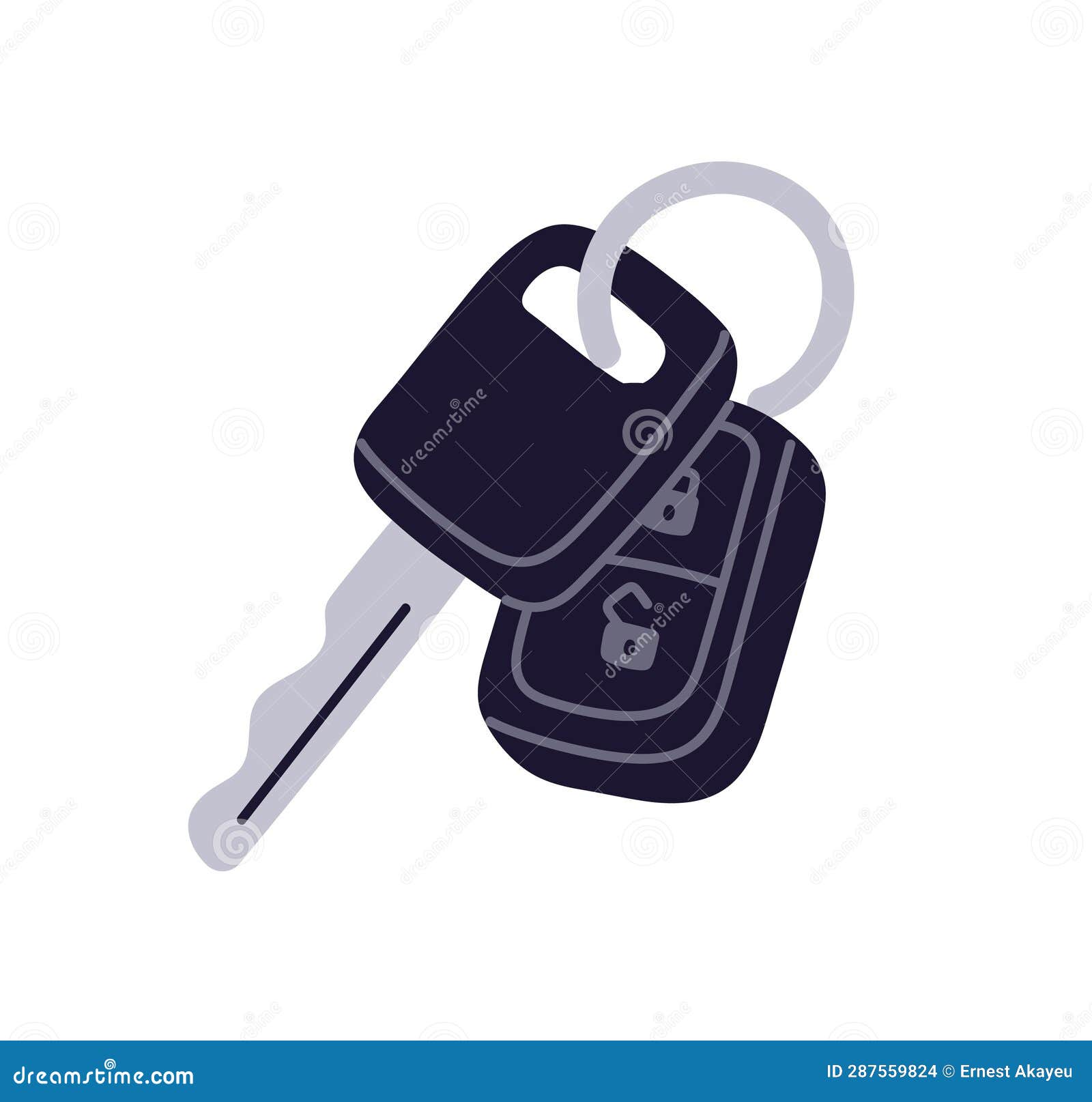 Car Key with Remote Control. Auto Keyring, Keychain, Electronic ...