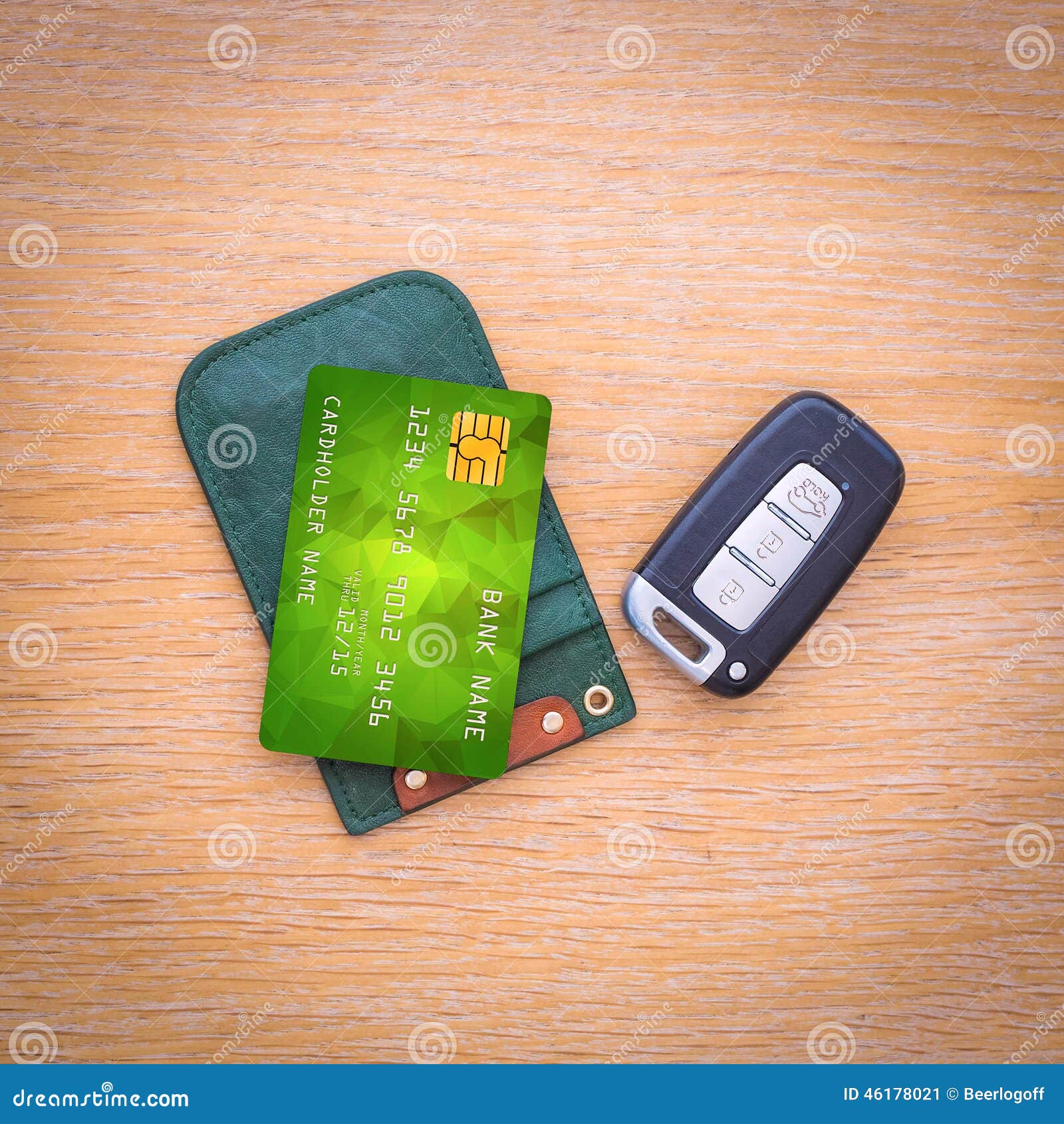 Car Key With Remote Control And Credit Card Stock Image - Image of ...