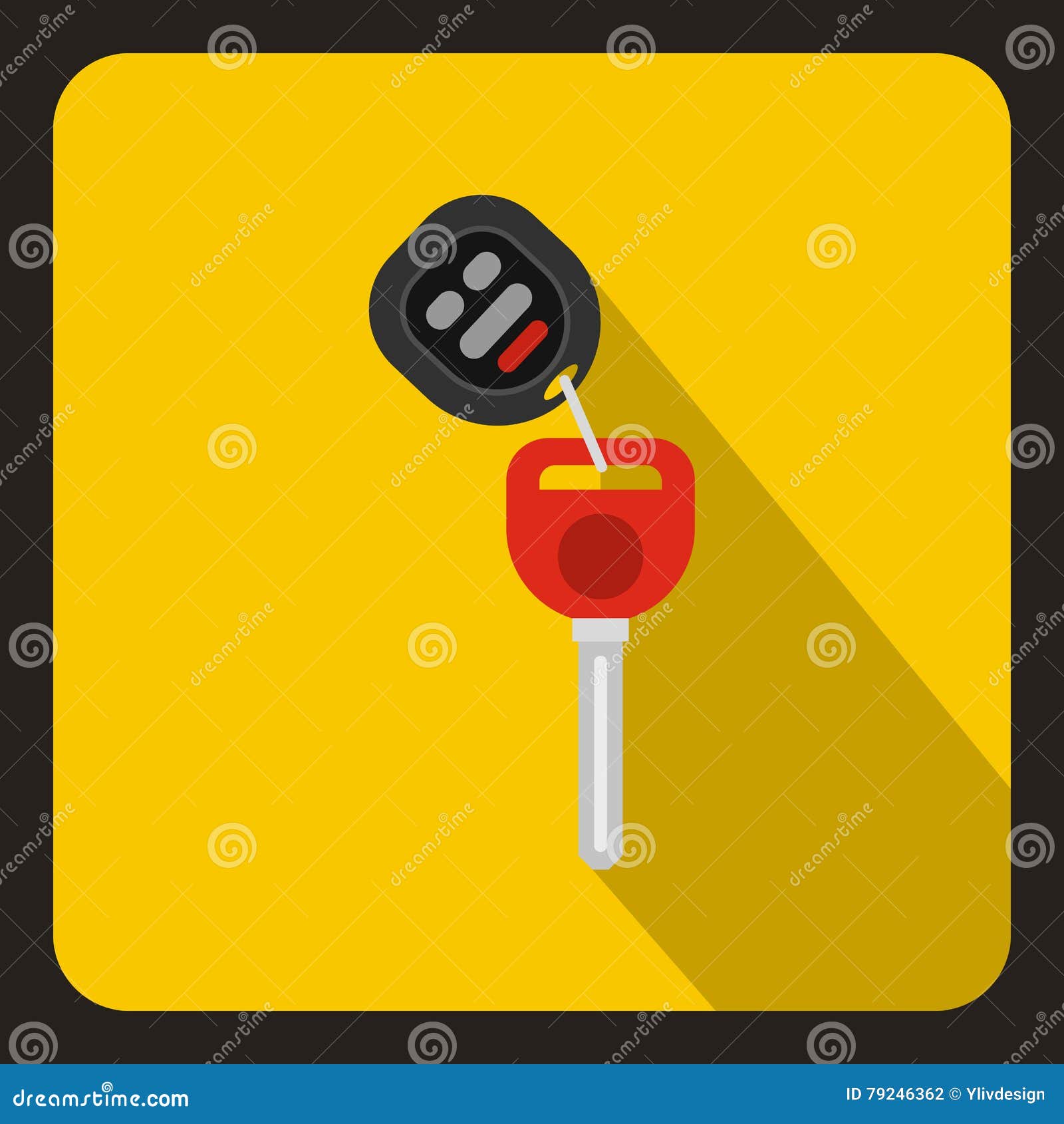 Car Key with Remote Control Icon, Flat Style Stock Vector ...