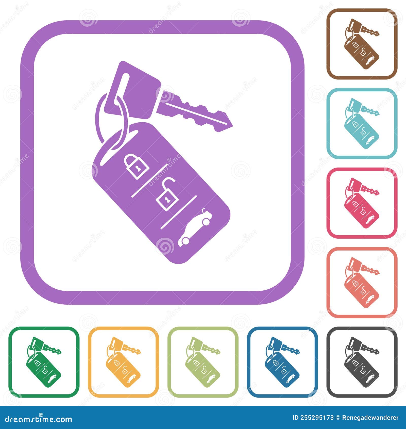 Car Key with Remote Control Simple Icons Stock Vector - Illustration of ...