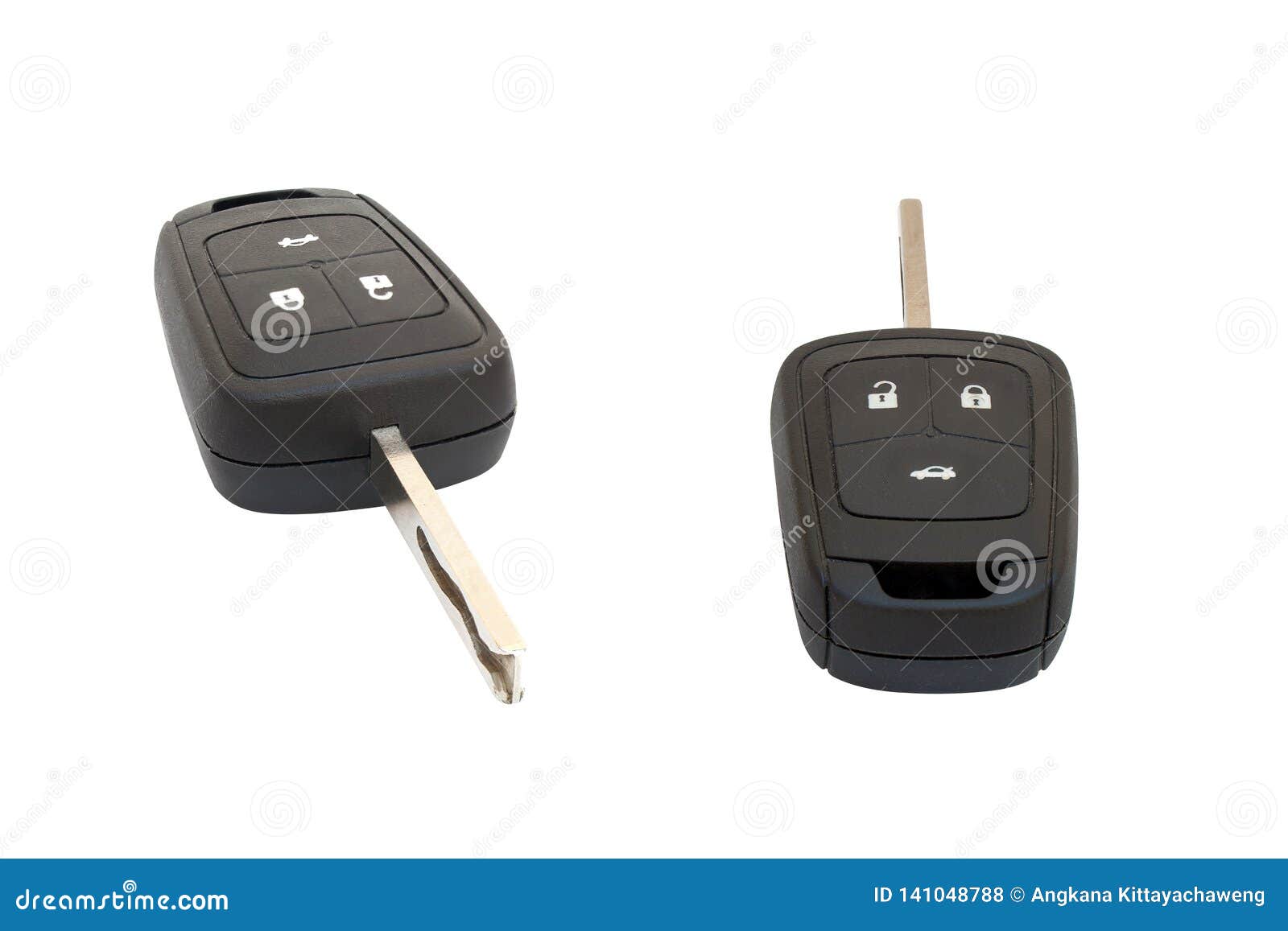 Car Key and Remote Control System Isolated on White Background. Stock ...