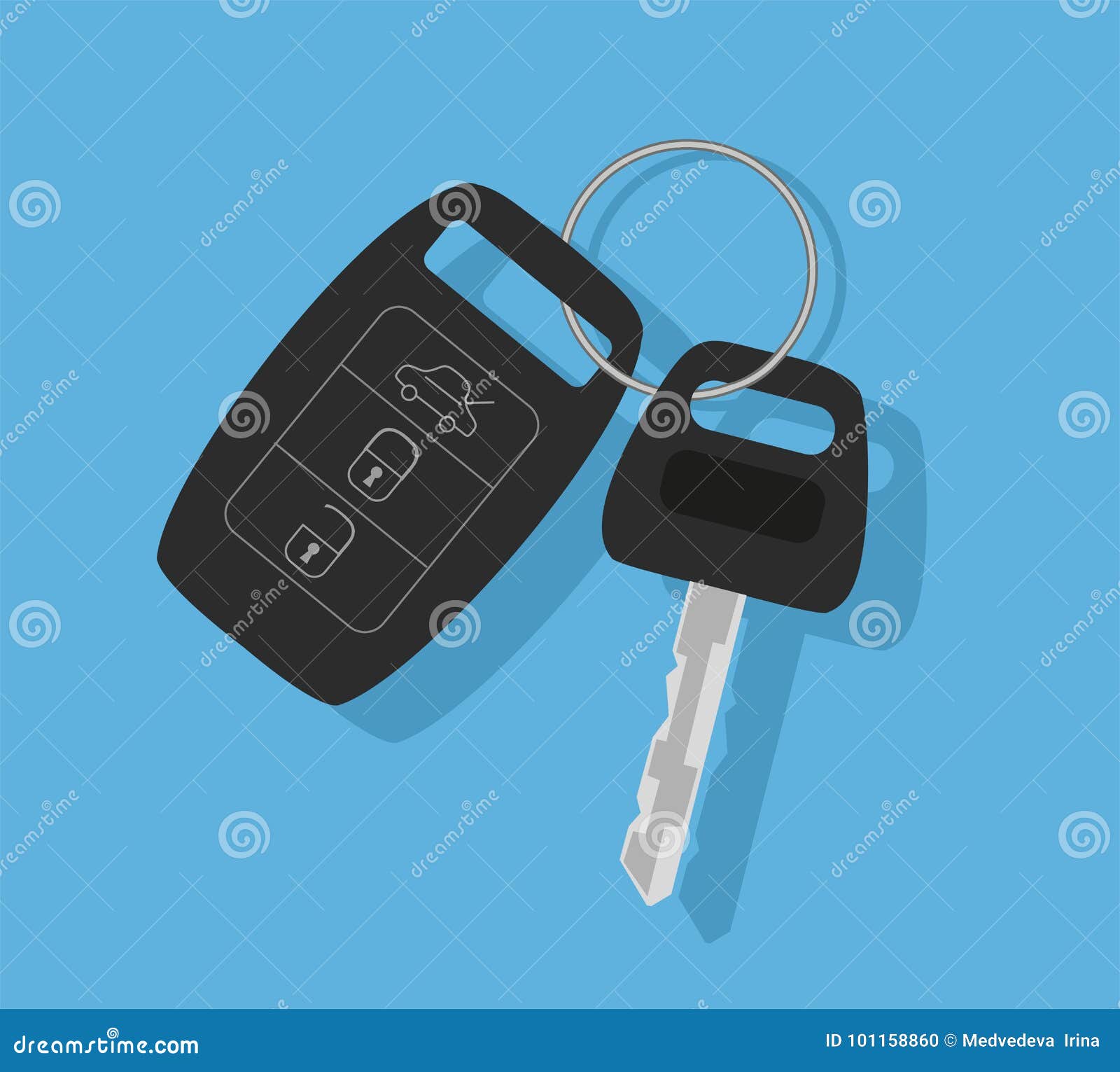 Car Key with Remote Control. Stock Vector - Illustration of system ...