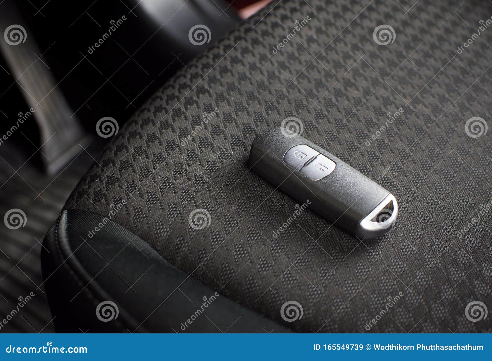 Car Keyless Remote on a Fabric Car Seat. Stock Image - Image of open ...