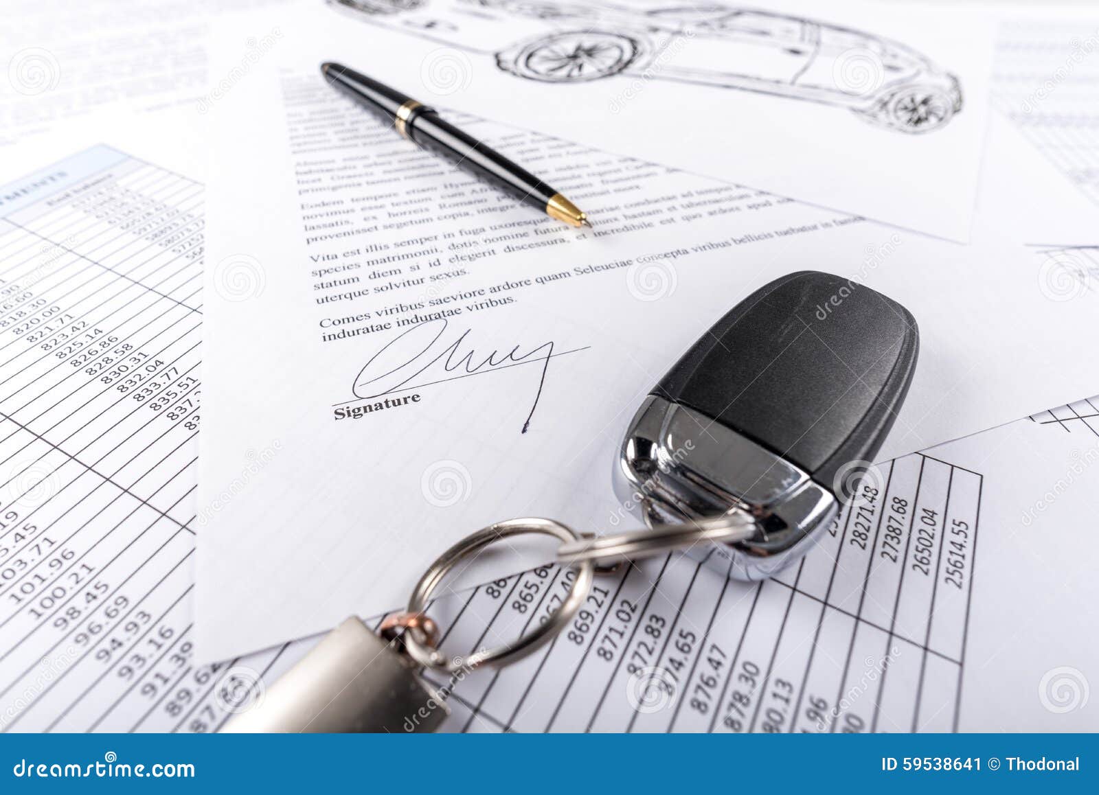 Car Keys on Agreement Document Stock Image - Image of document ...