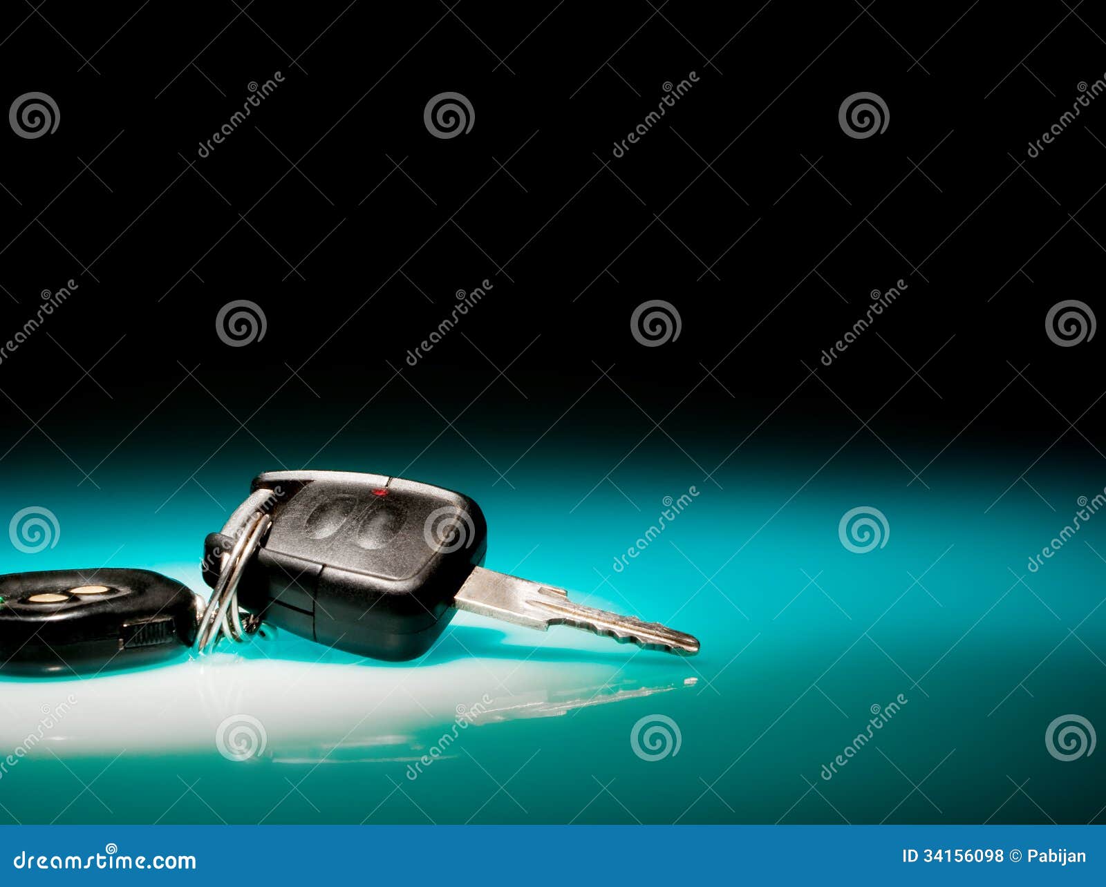 Car Keys on Blue, Reflective Table Stock Photo - Image of blue, pilot ...