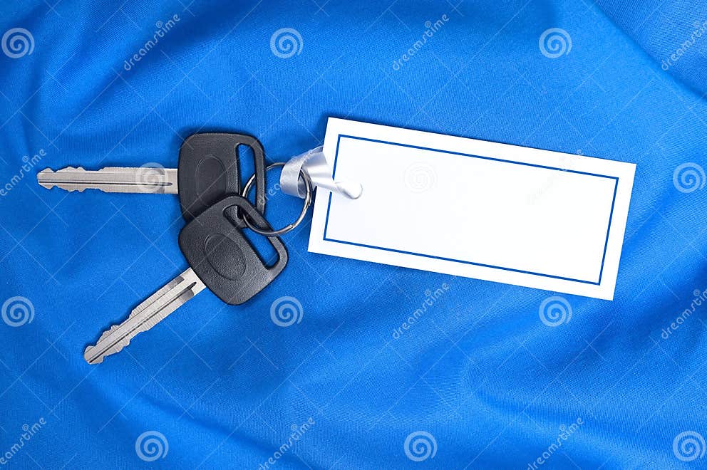 Car Keys and Gift Card on Blue Stock Image - Image of card, ribbon ...