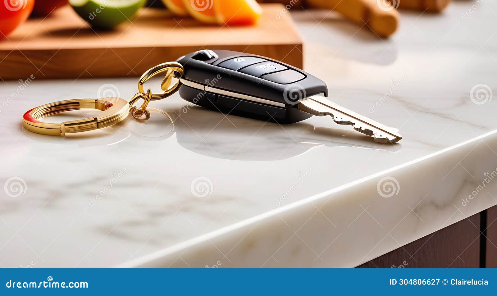 Car Keys Lying on a Counter Top Modern Kitchen, White Marble Stock ...