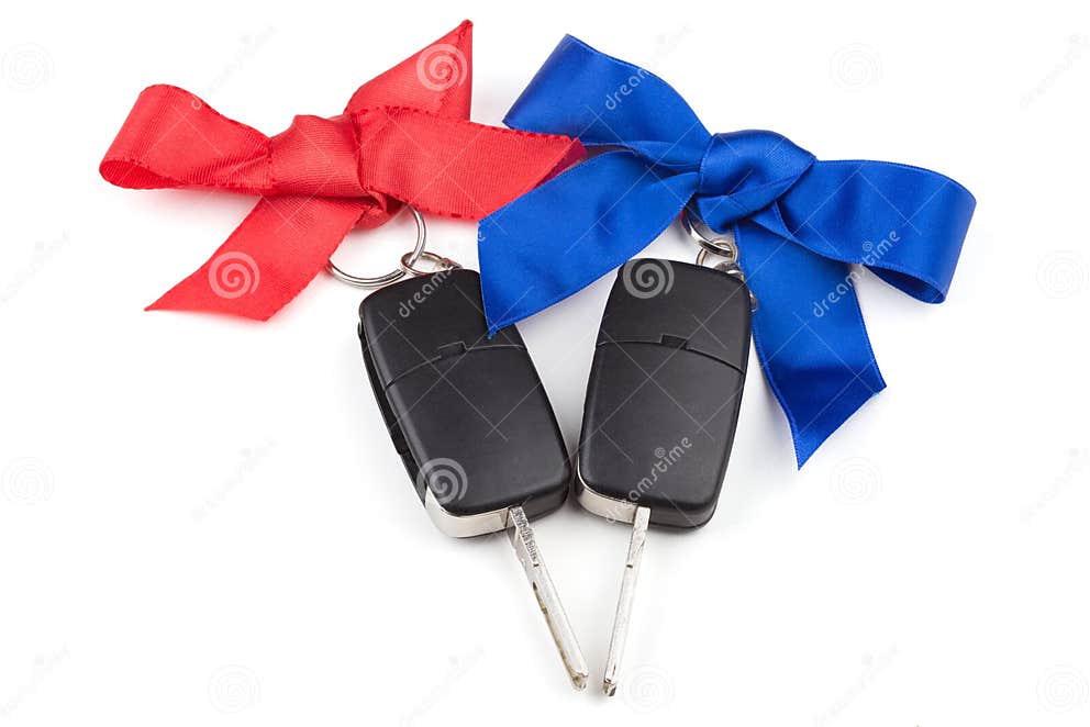 Car Keys with Red and Blue Bows Stock Image - Image of transport ...