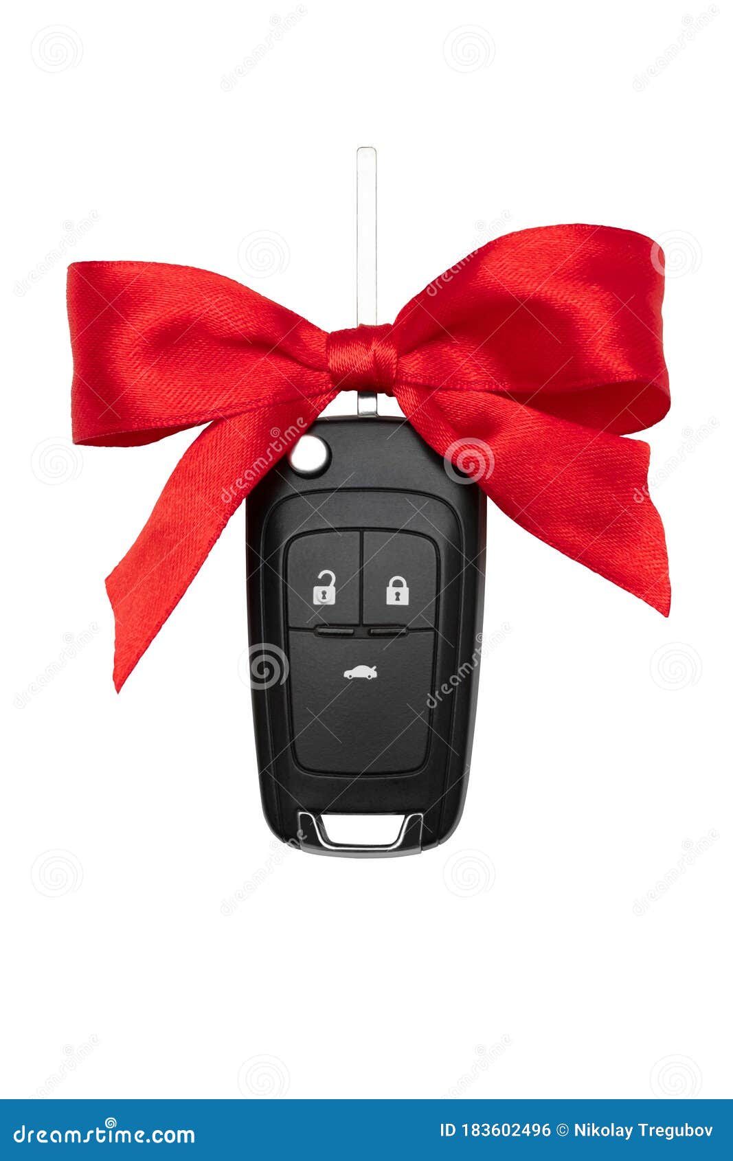 Car Keys with Red Bow Over White Background. Isolate. Stock Photo ...
