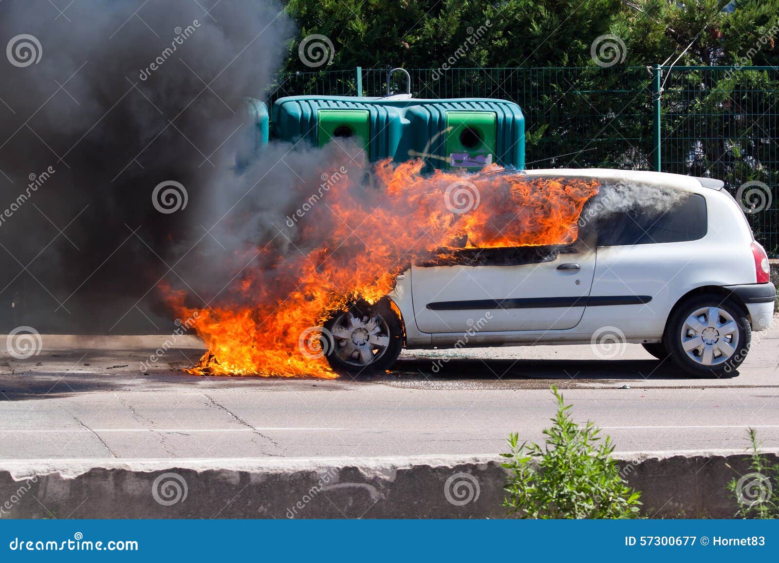 Car with large flames stock image. Image of toxic, danger - 57300677