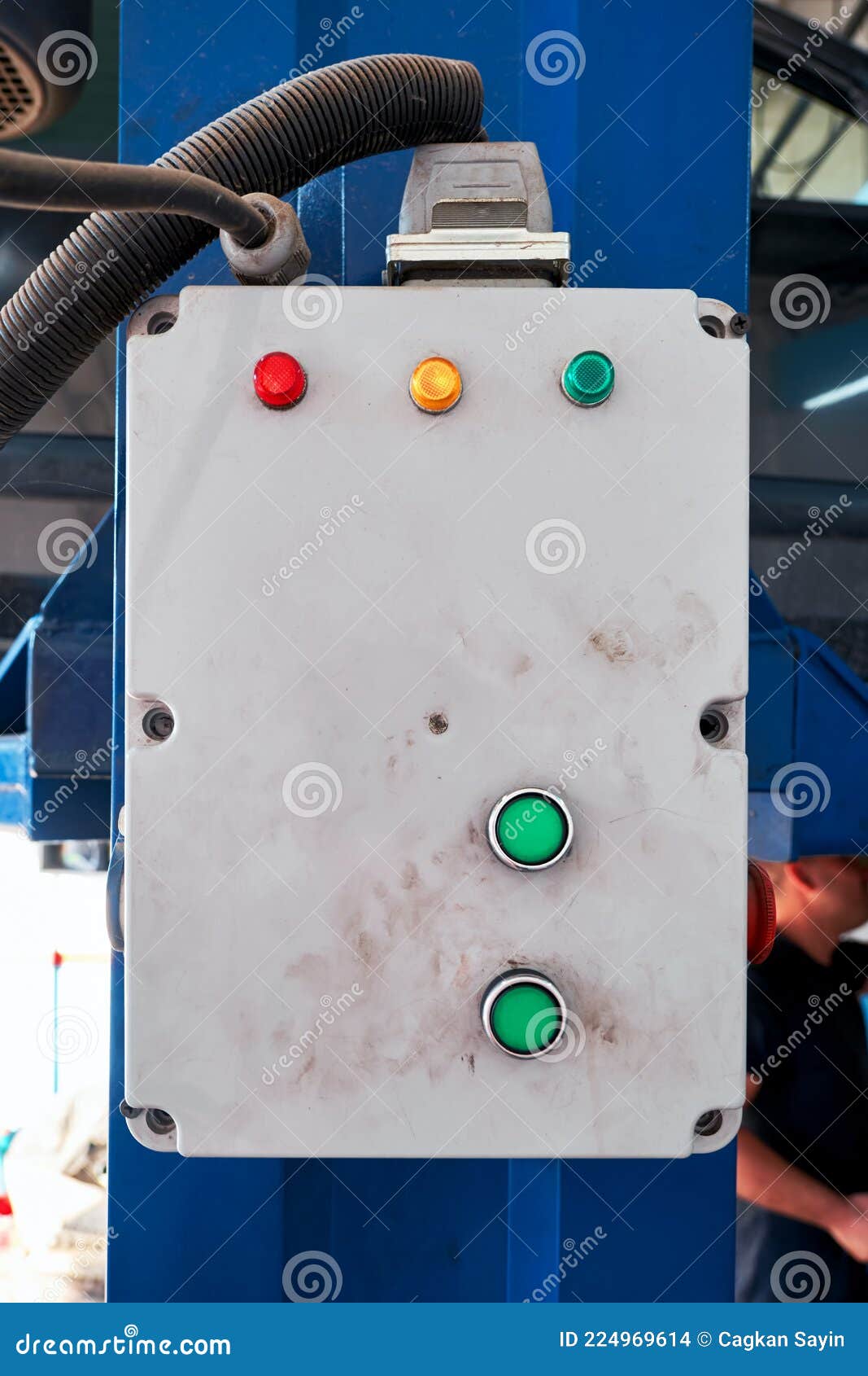 Car Lift Control Panel and Buttons in a Repair Service Workshop Stock ...