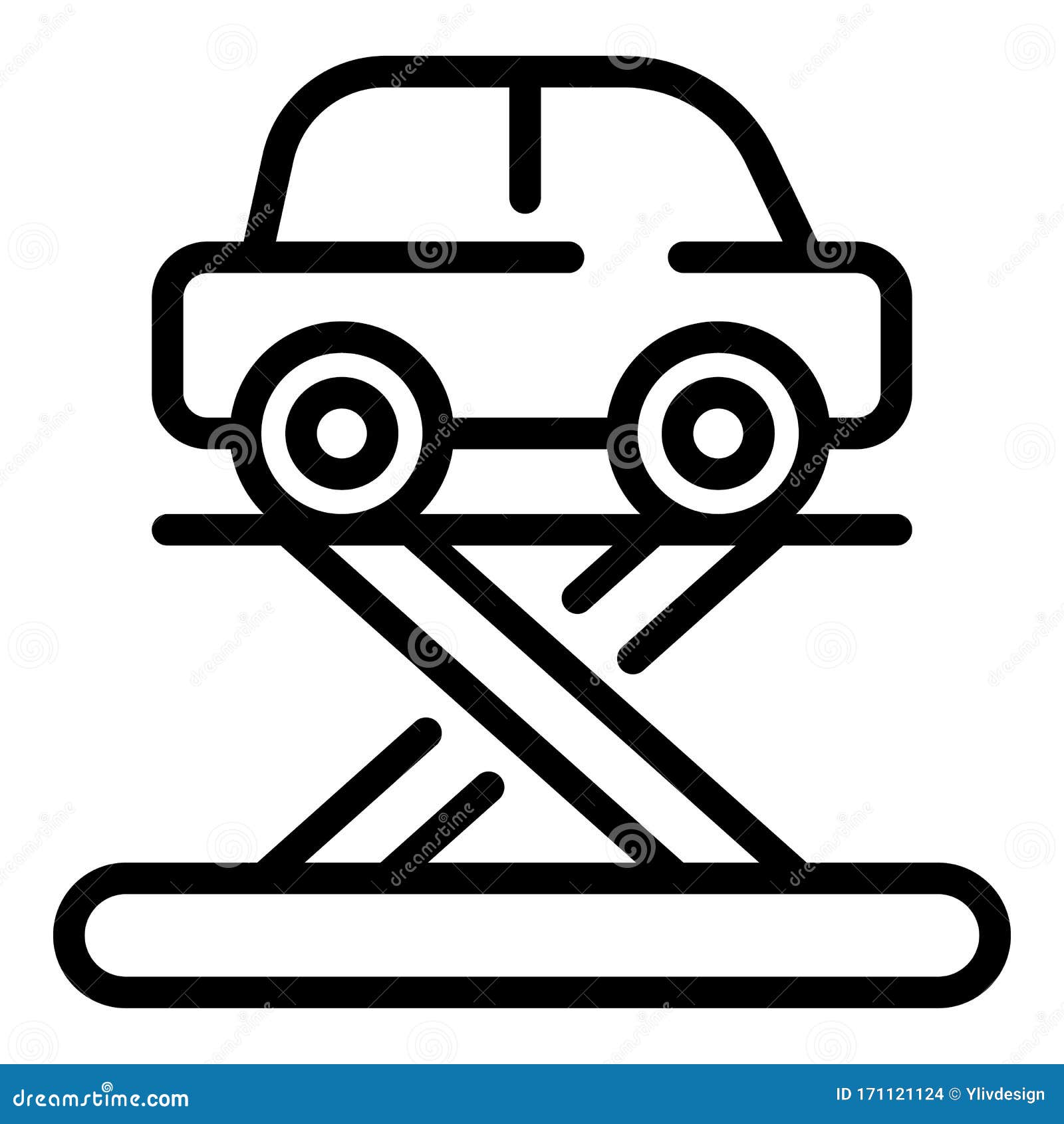 Car on a Lift Icon, Outline Style Stock Vector - Illustration of ...