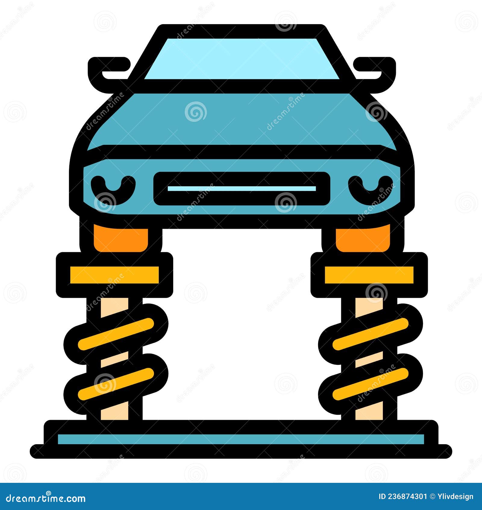 Car Lift Machine Icon Color Outline Vector Stock Vector - Illustration ...