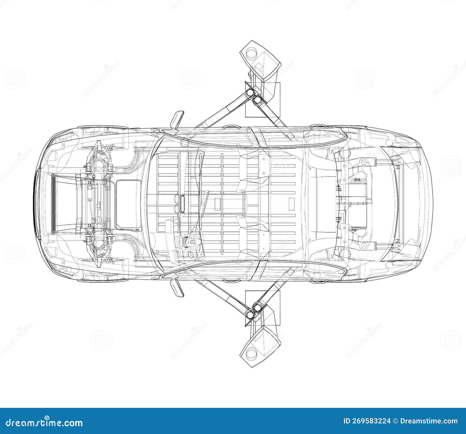 Car Lift Stand Tower with Car Stock Illustration - Illustration of auto ...
