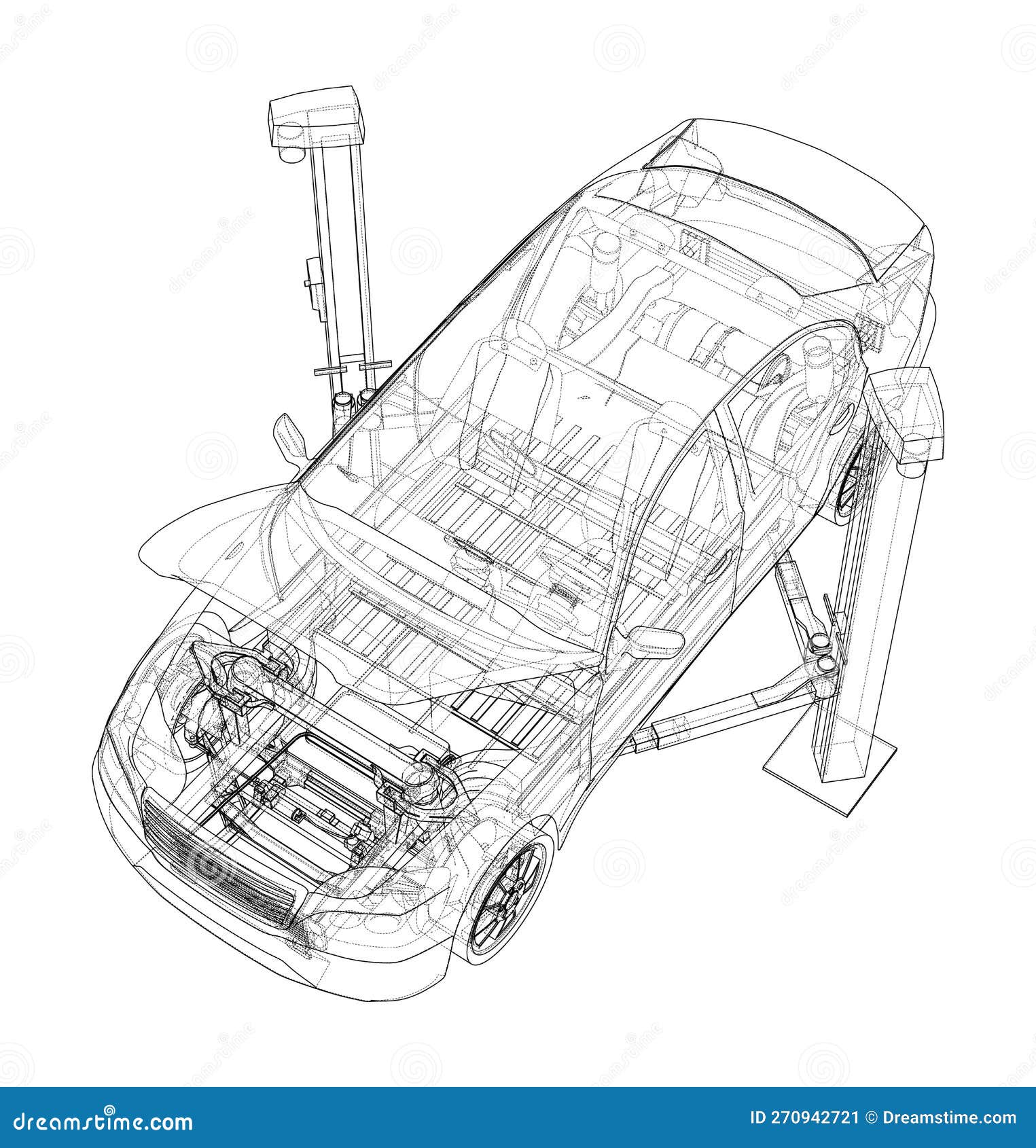 Car Lift Stand Tower with Car Stock Illustration - Illustration of ...