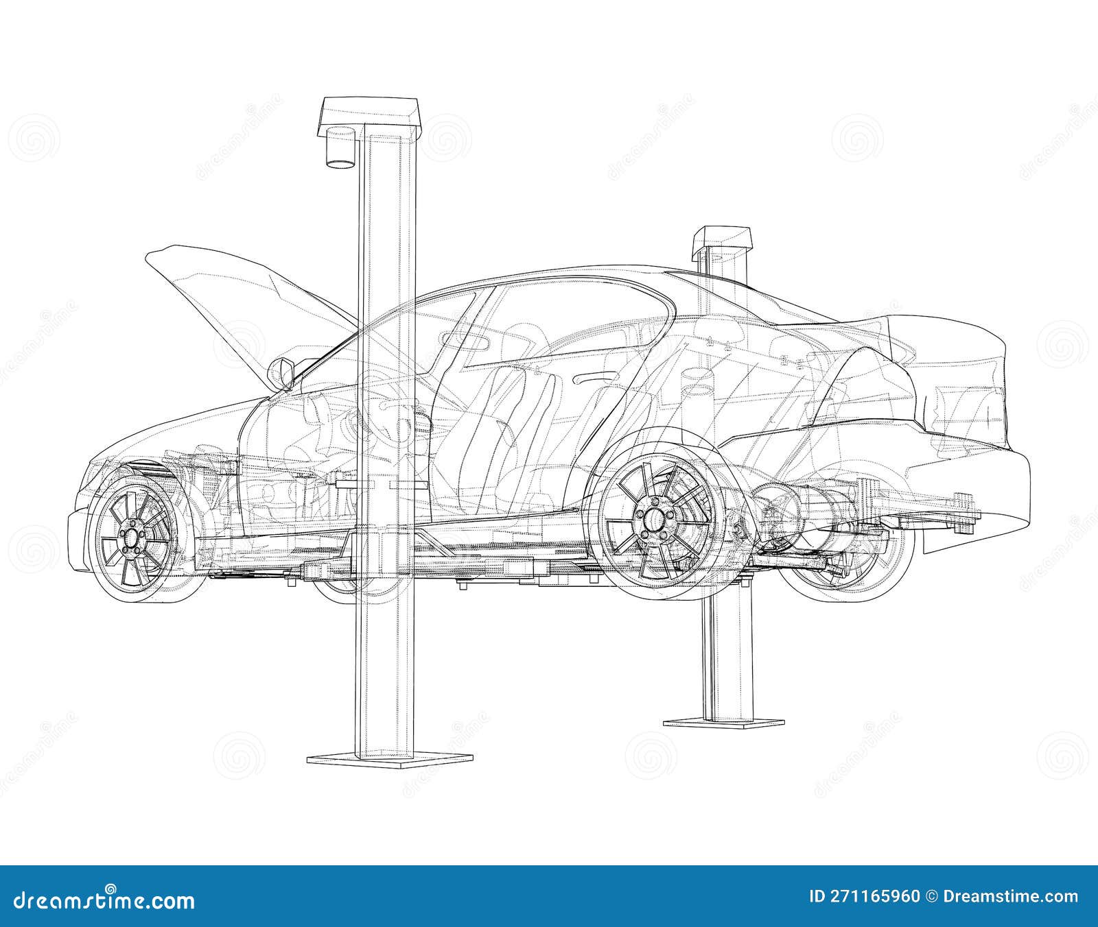 Car Lift Stand Tower with Car Stock Illustration - Illustration of tool ...