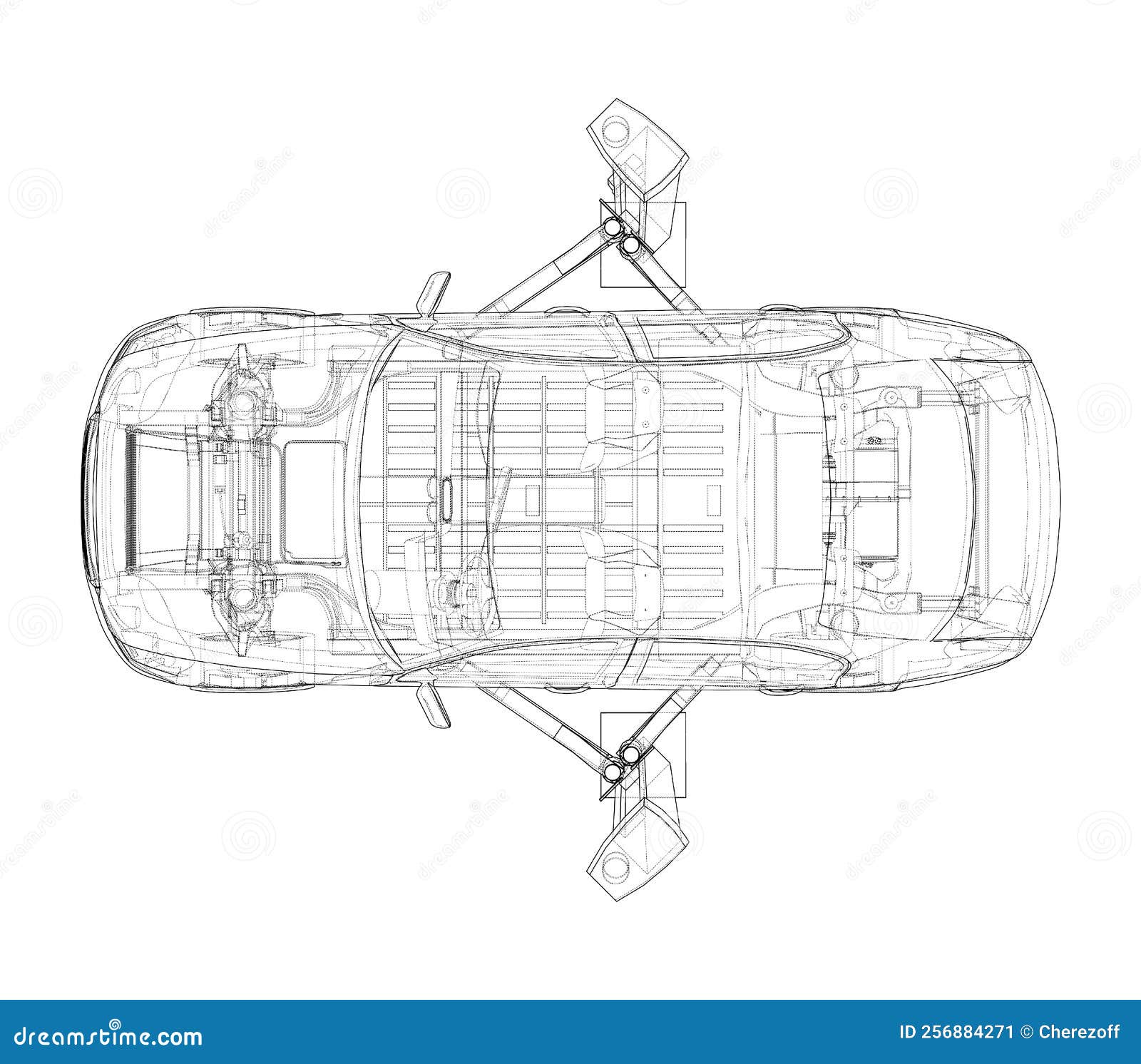 Car Lift Stand Tower with Car. Vector Stock Vector - Illustration of ...