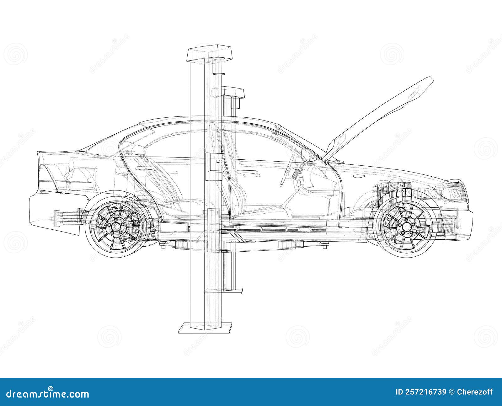 Car Lift Stand Tower with Car. Vector Stock Vector - Illustration of ...