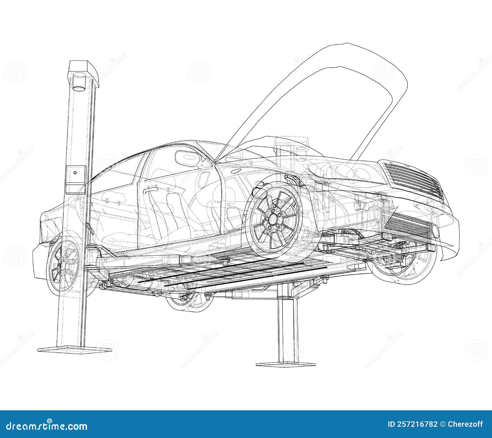 Car Lift Stand Tower with Car. Vector Stock Vector - Illustration of ...