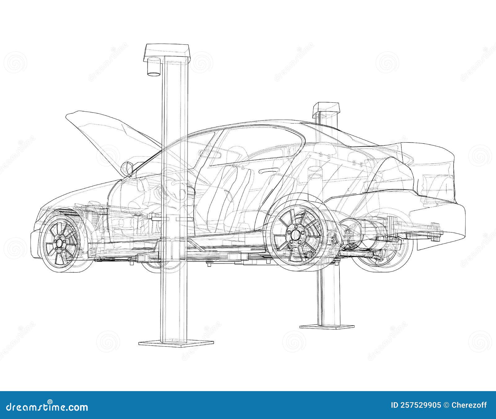 Car Lift Stand Tower with Car. Vector Stock Vector - Illustration of ...