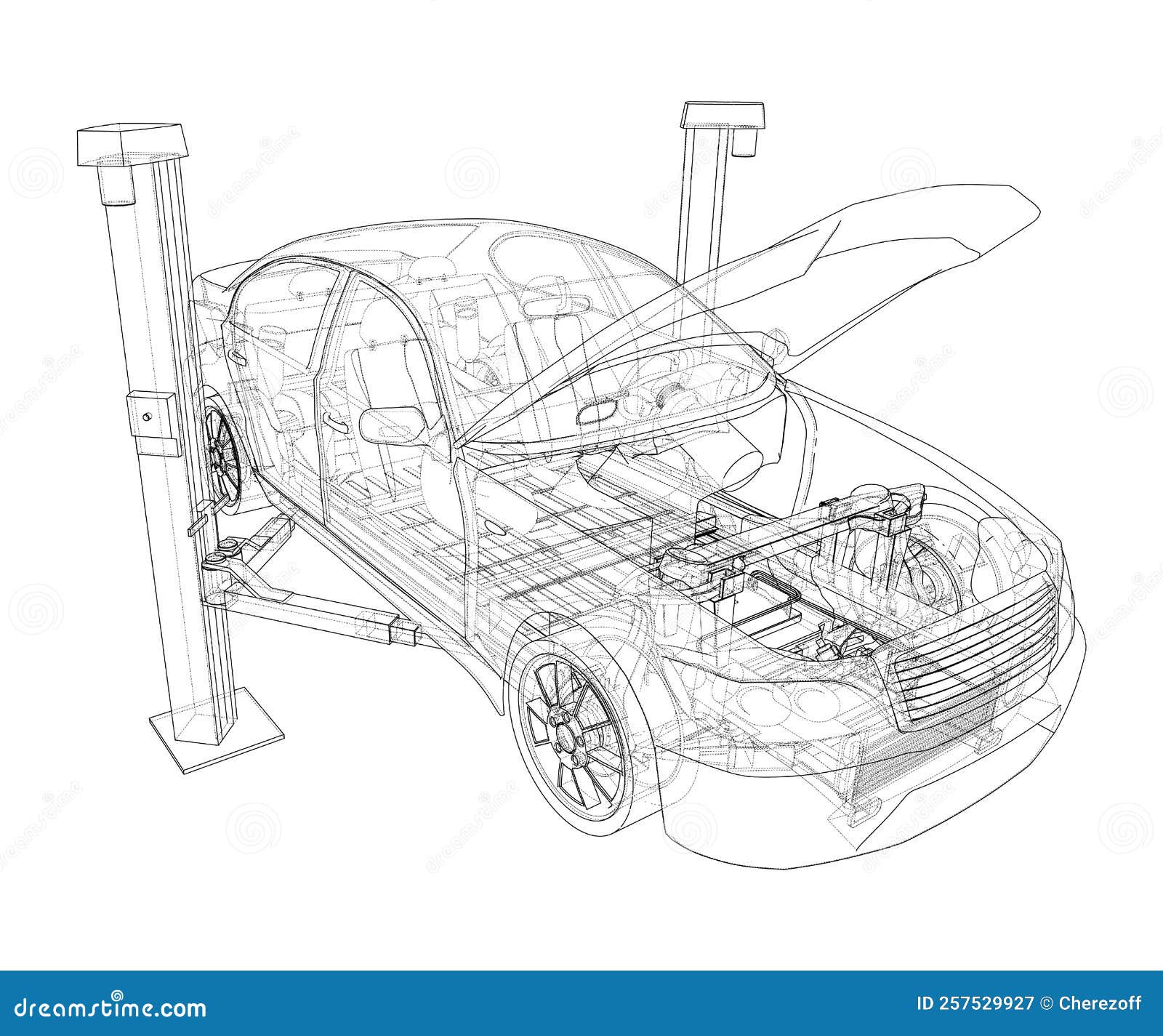 Car Lift Stand Tower with Car. Vector Stock Vector - Illustration of ...