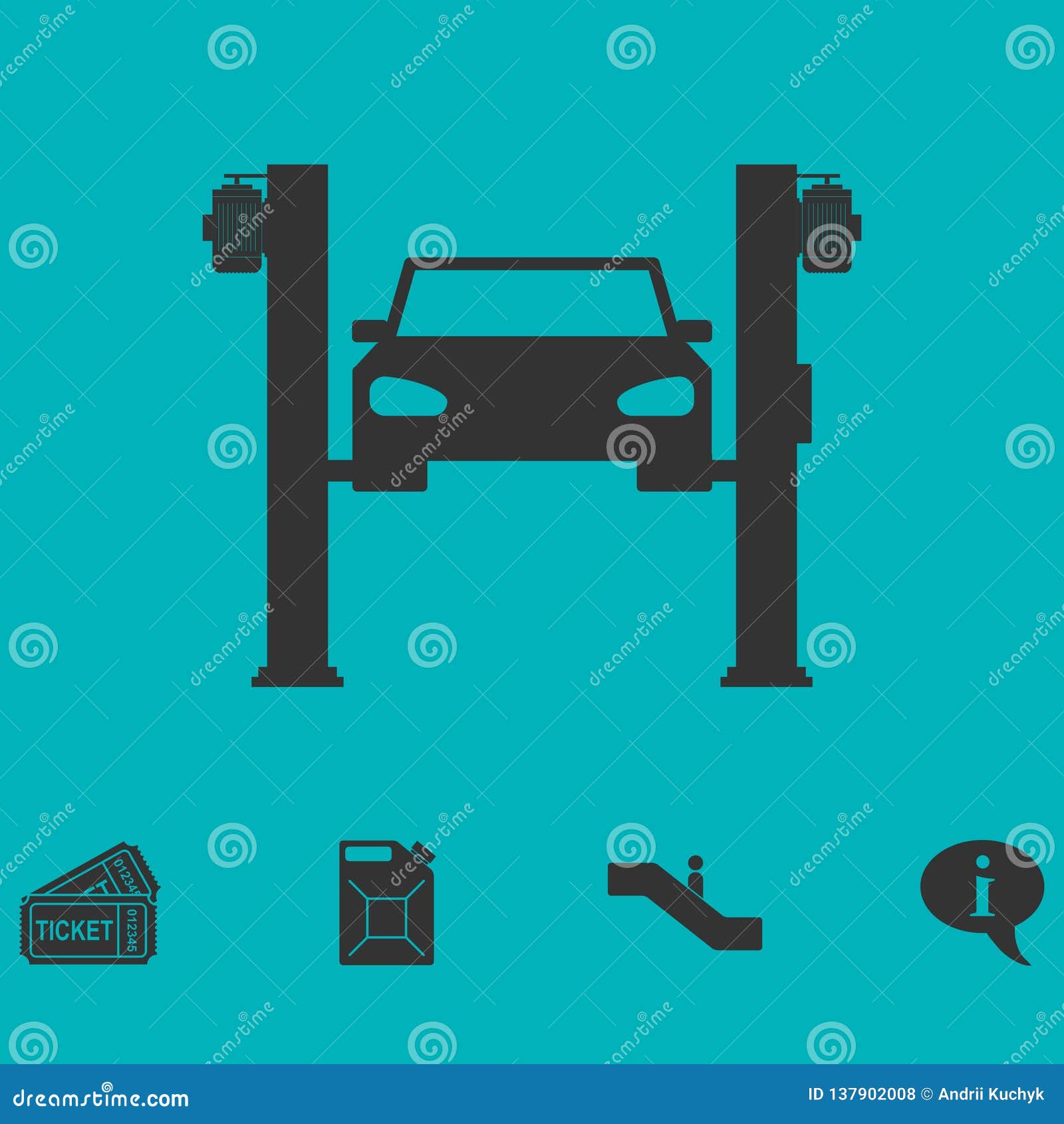 Car lifting icon flat stock vector. Illustration of elevator - 137902008