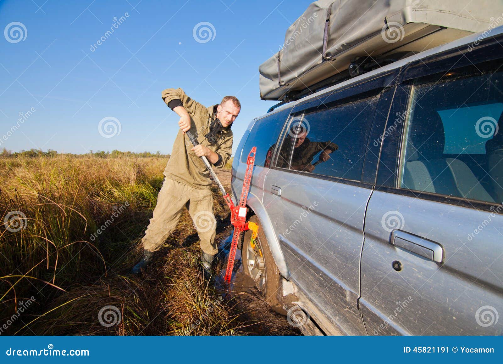 Car lifting stock image. Image of swamp, landscape, stranded - 45821191